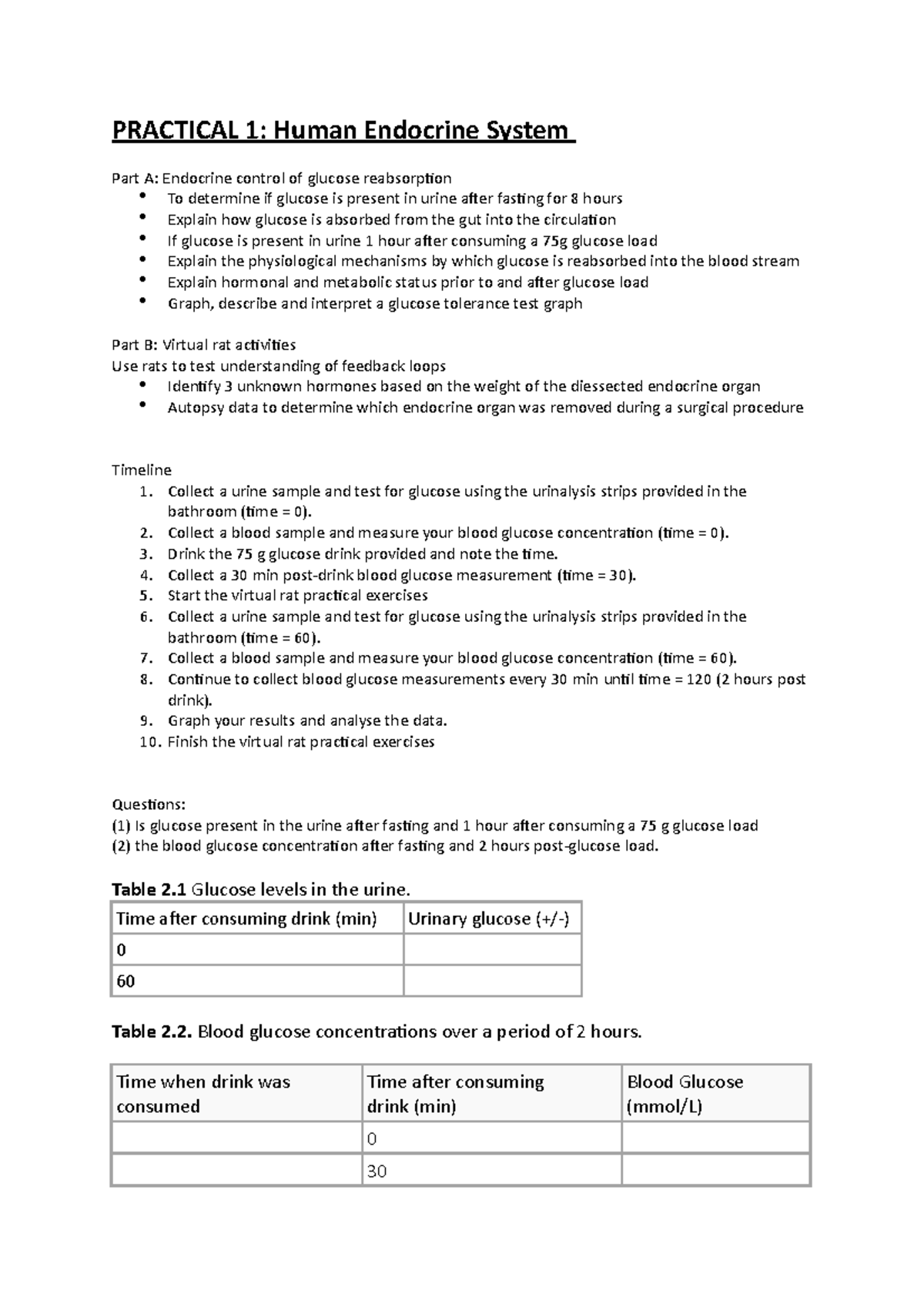 Practical 1- Human Endocrine system - PRACTICAL 1: Human Endocrine ...