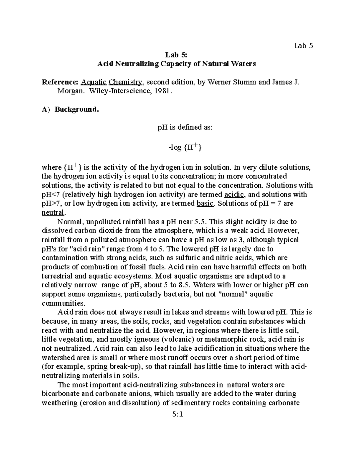 Lab 5 - ANC Updated - Professor Sutton Lab 5 outline - Lab 5: Acid ...