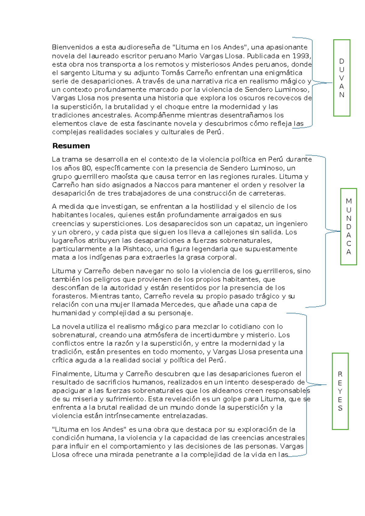 Lituma de los andes - Bienvenidos a esta audioreseña de "Lituma en los ...