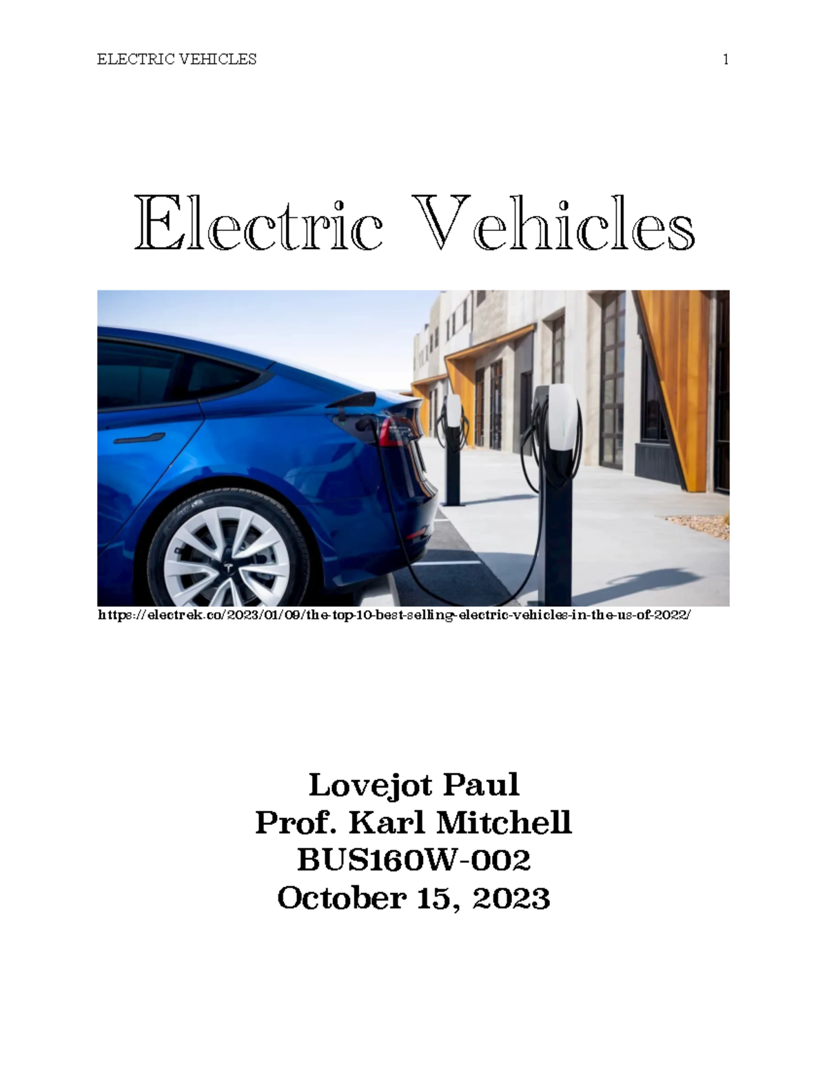 Electric Vehicles Research Essay - Electric Vehicles electrek/2023/01 ...