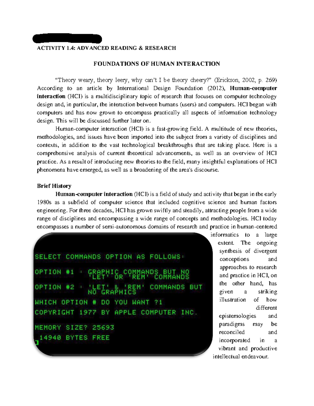 HCI1 ACT1 - FOUNDATIONS OF HUMAN INTERACTION - JORDAN L. MATUDIO ...