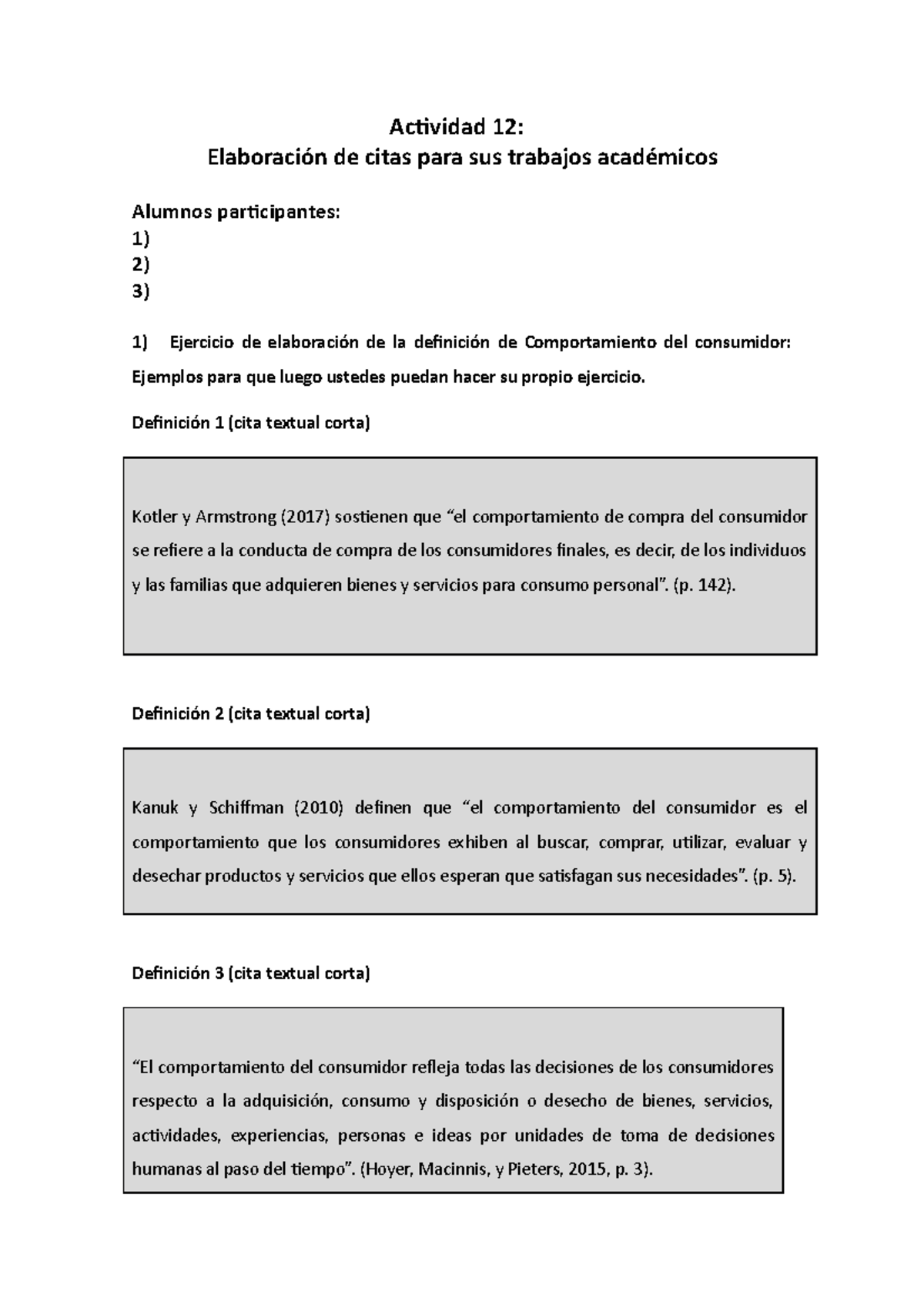 Actividad 12 Ejemplo De Citas Para Sus Trabajos Actividad 12 Elaboración De Citas Para Sus
