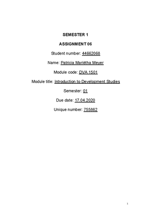 DVA1501 Assignment - ASSIGNMENT 4 STUDENT NUMBER: 13982281 NAME ...