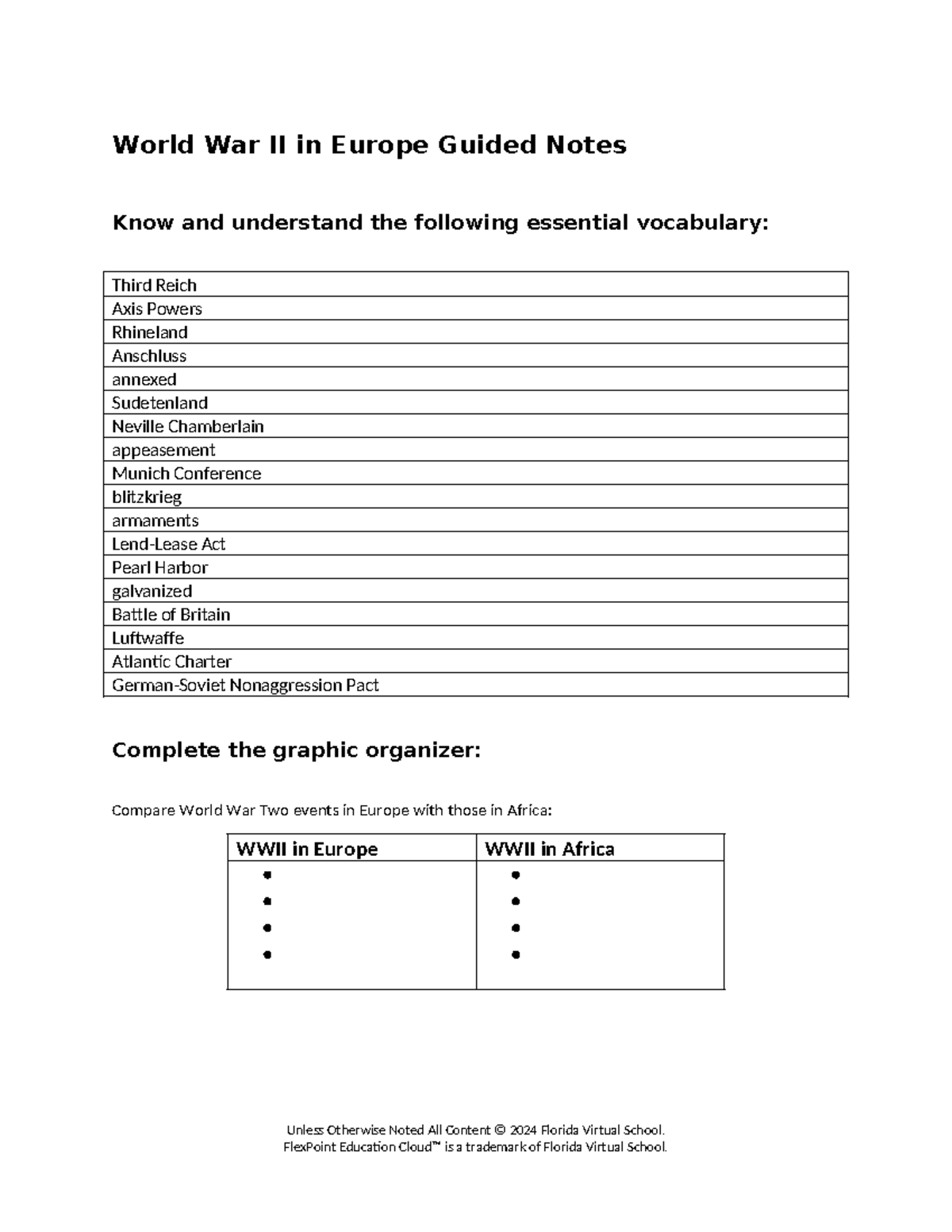 World war ii in europe guided notes - World War II in Europe Guided ...