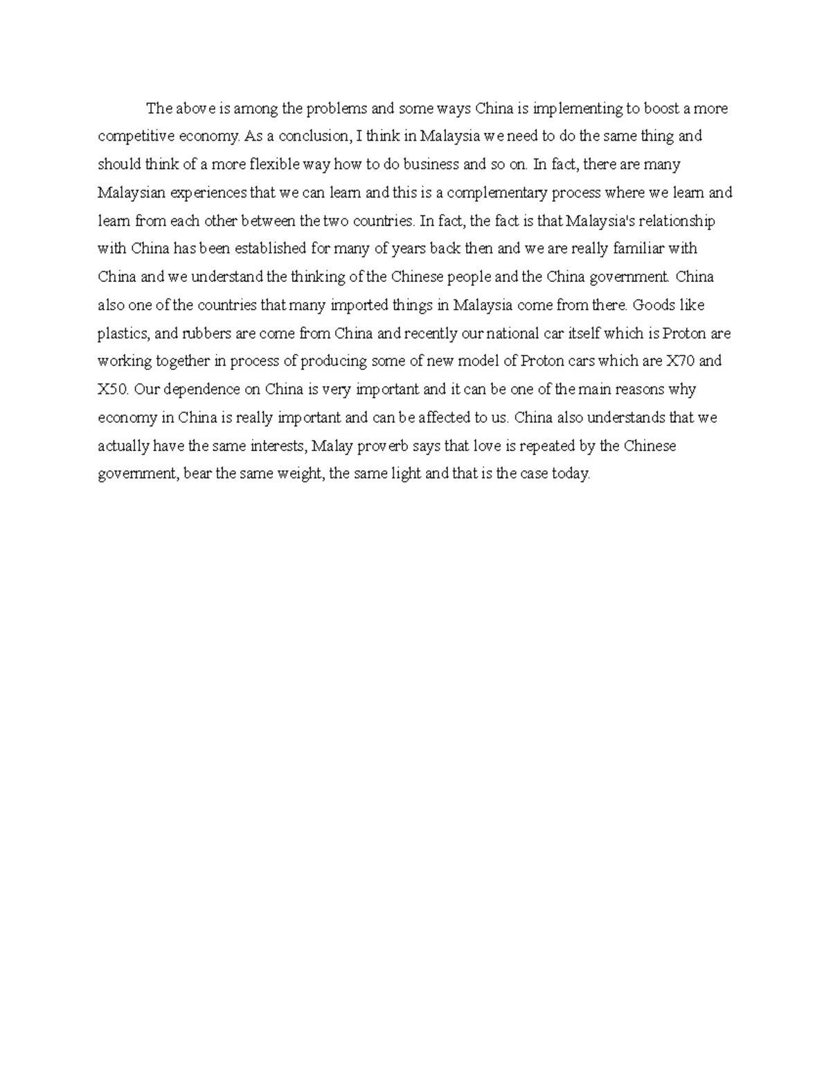 Conclusion Report Economy OF China - The above is among the problems ...