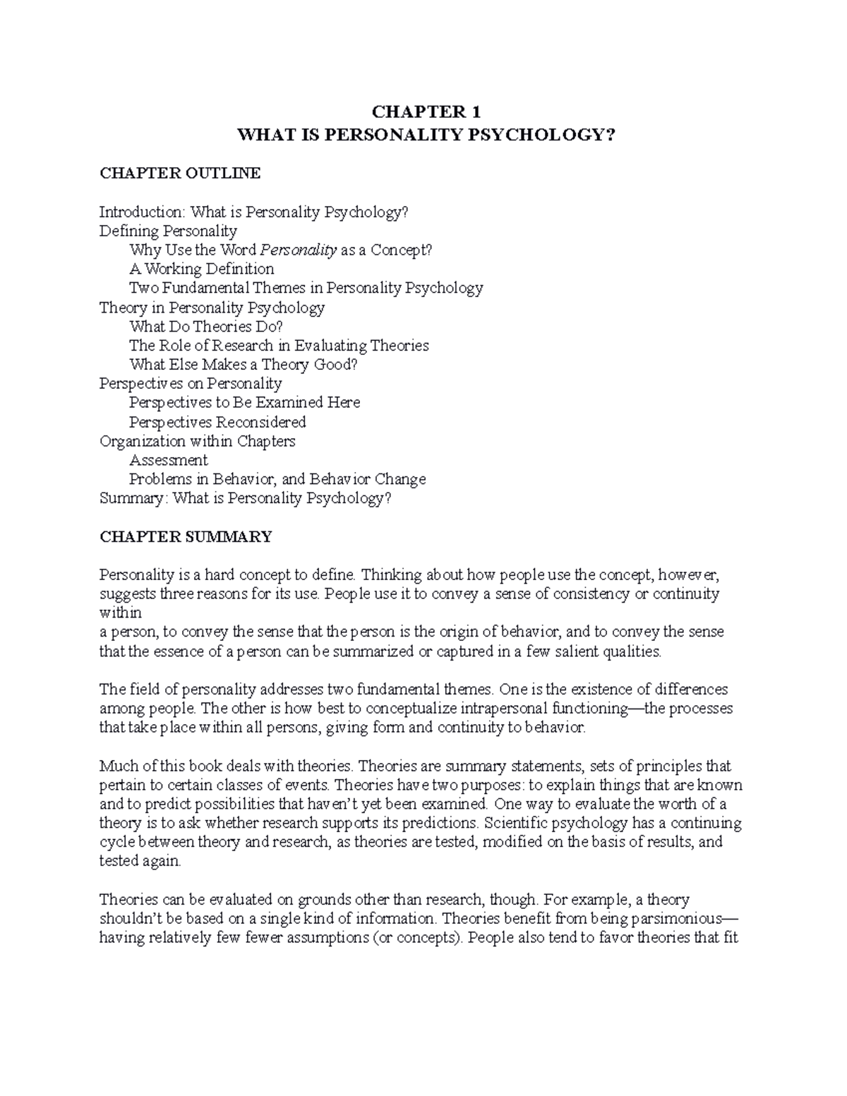 Carver 8e imtb ch01 - Practice quiz questions and answers - CHAPTER 1 WHAT IS PERSONALITY - Studocu