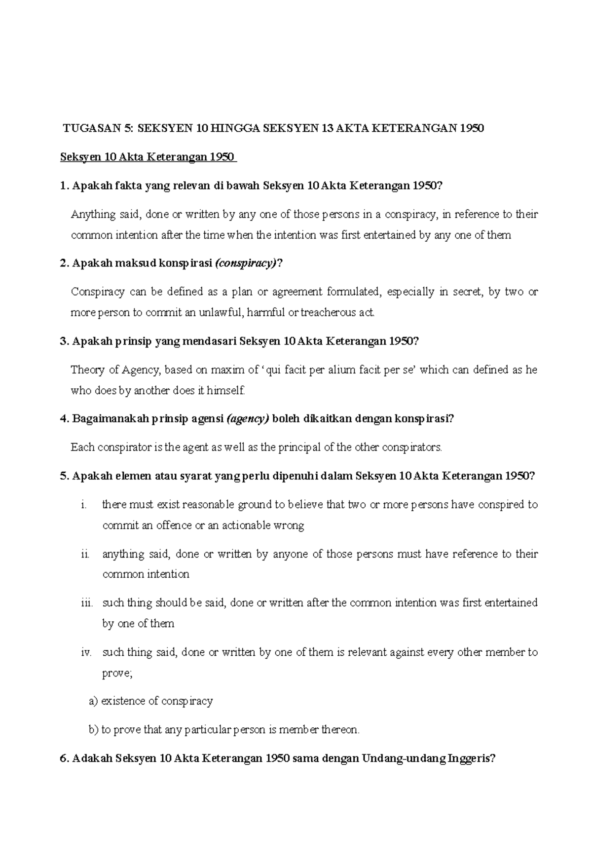 Task 5 Section 10 13 Evidence Act Tugasan 5 Seksyen 10 Hingga