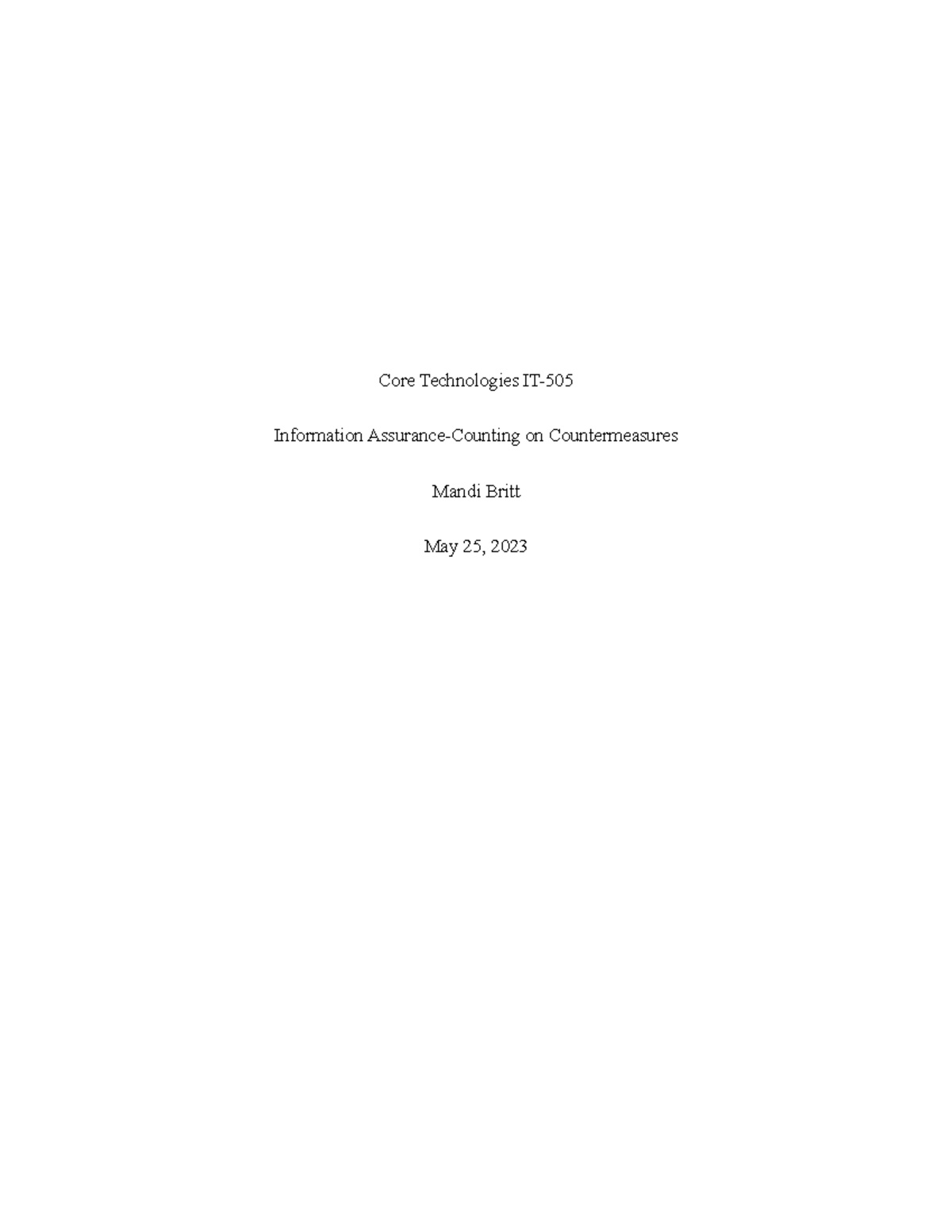 Core Tech. SP4 - Short Paper 4 - Core Technologies IT- Information ...