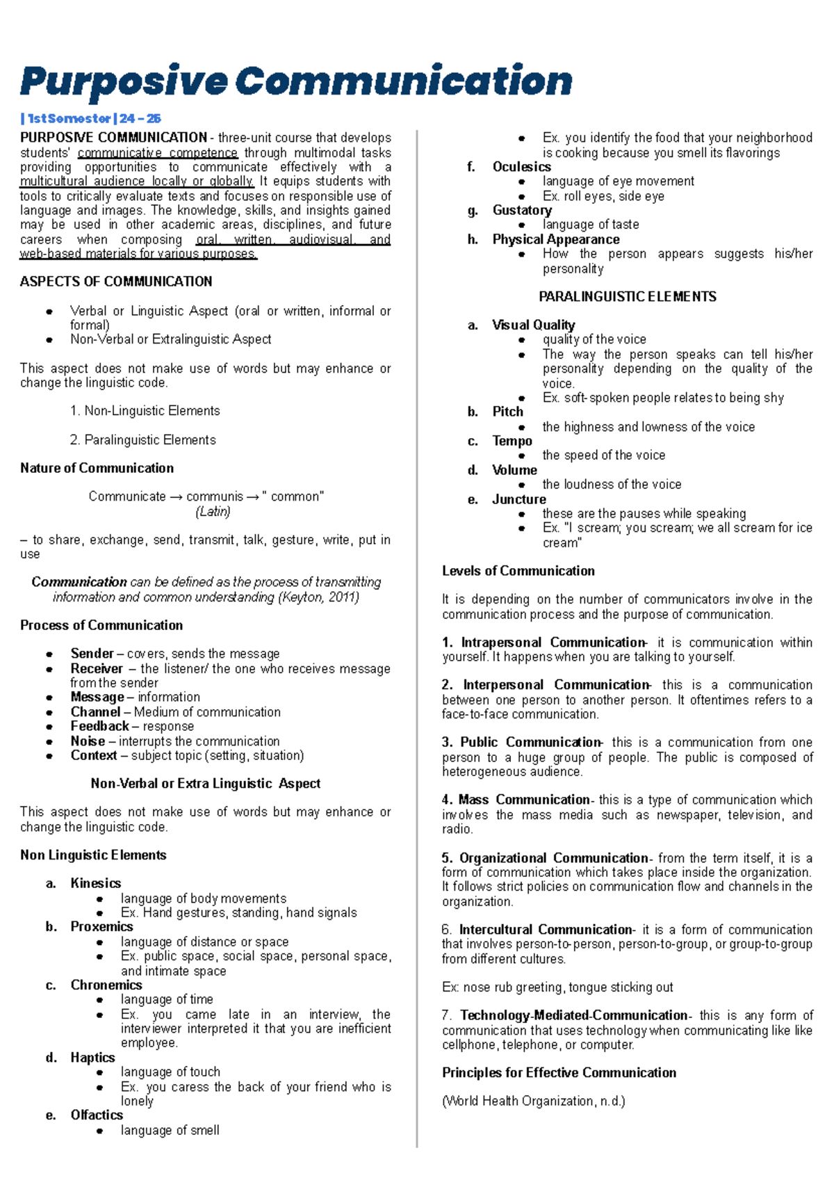 S1[M] Purposive Communication - Purposive Communication | 1st Semester | 24 - 25 PURPOSIVE - Studocu
