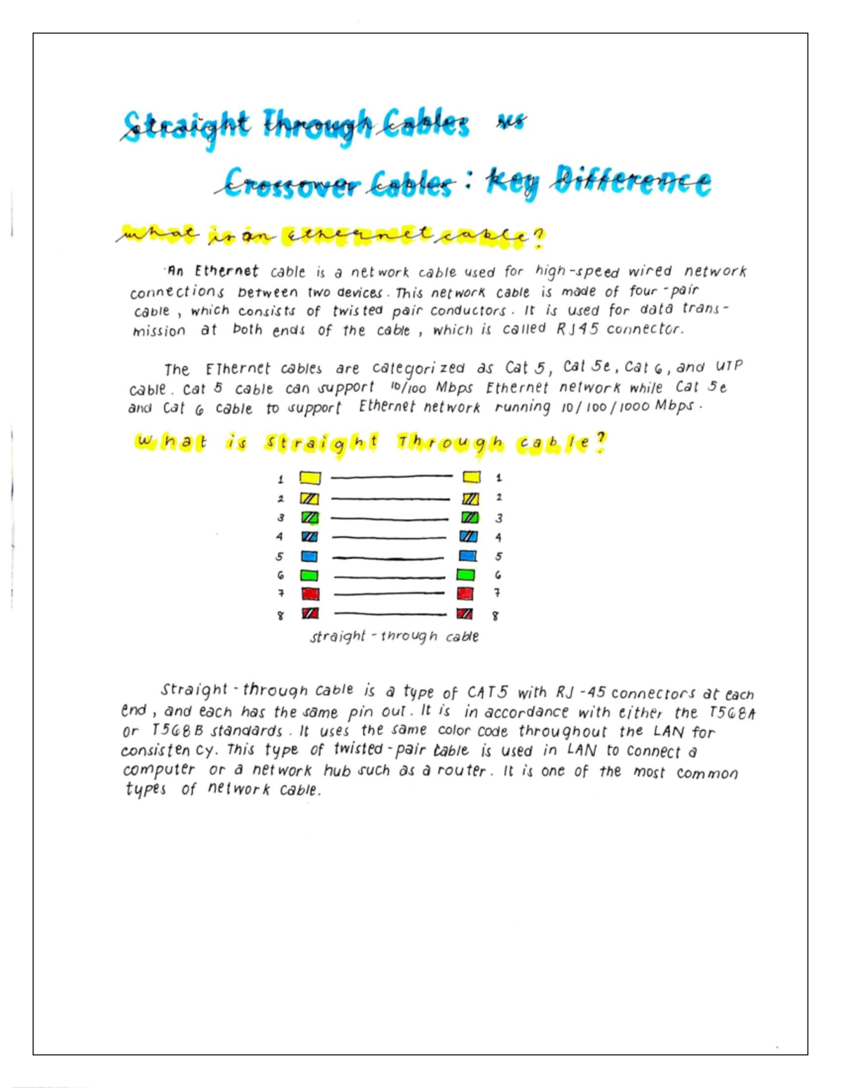 Straight Through Cable vs Crossover Cable - Principles Of Data ...