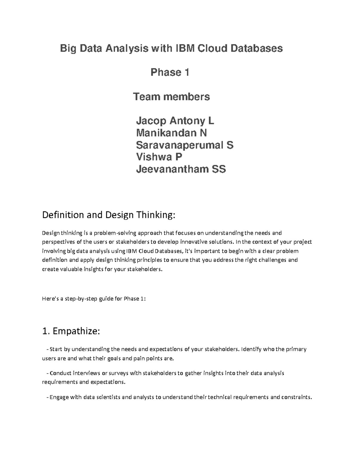 Big Data Analysis with IBM Cloud Databases - In the context of your ...