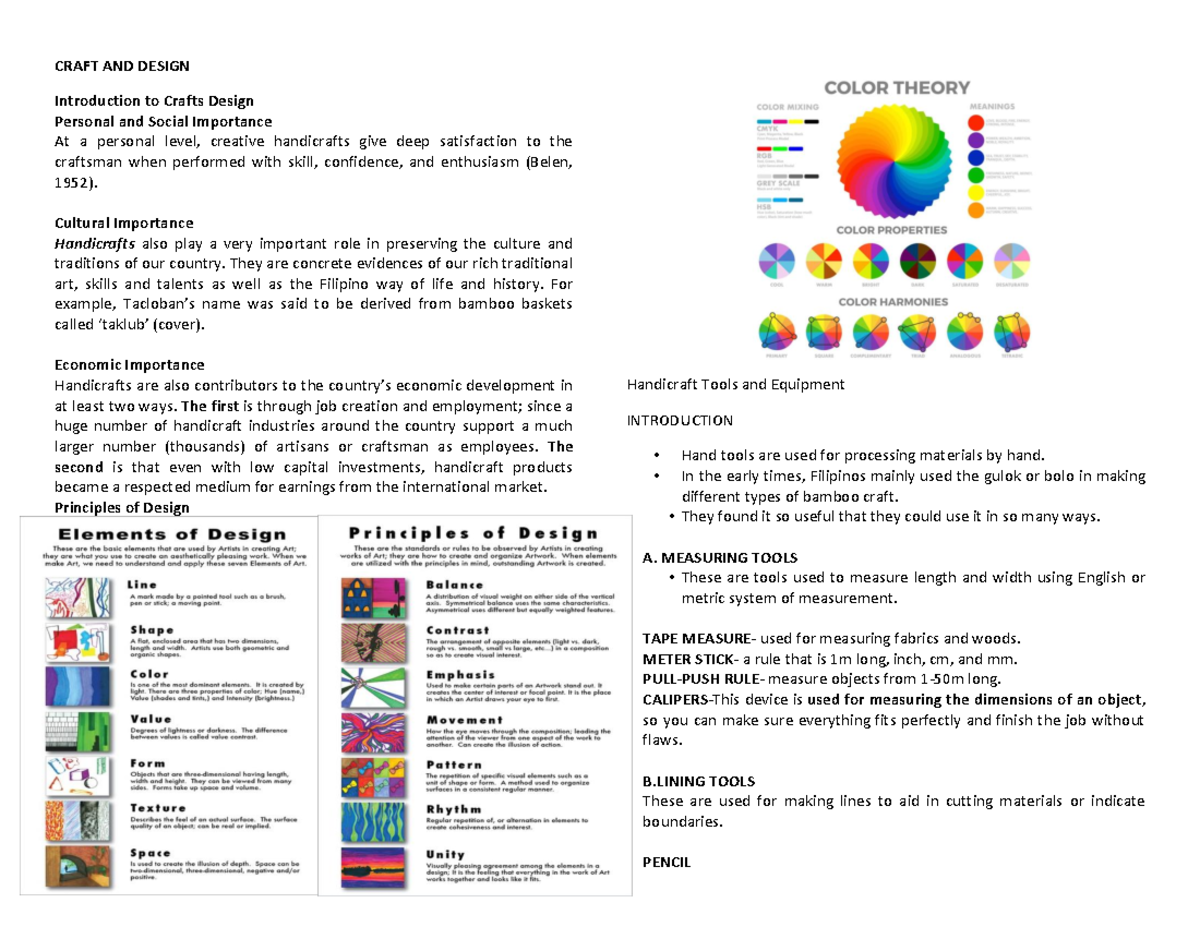 Craft AND Design Reviewer - CRAFT AND DESIGN Introduction to Crafts ...
