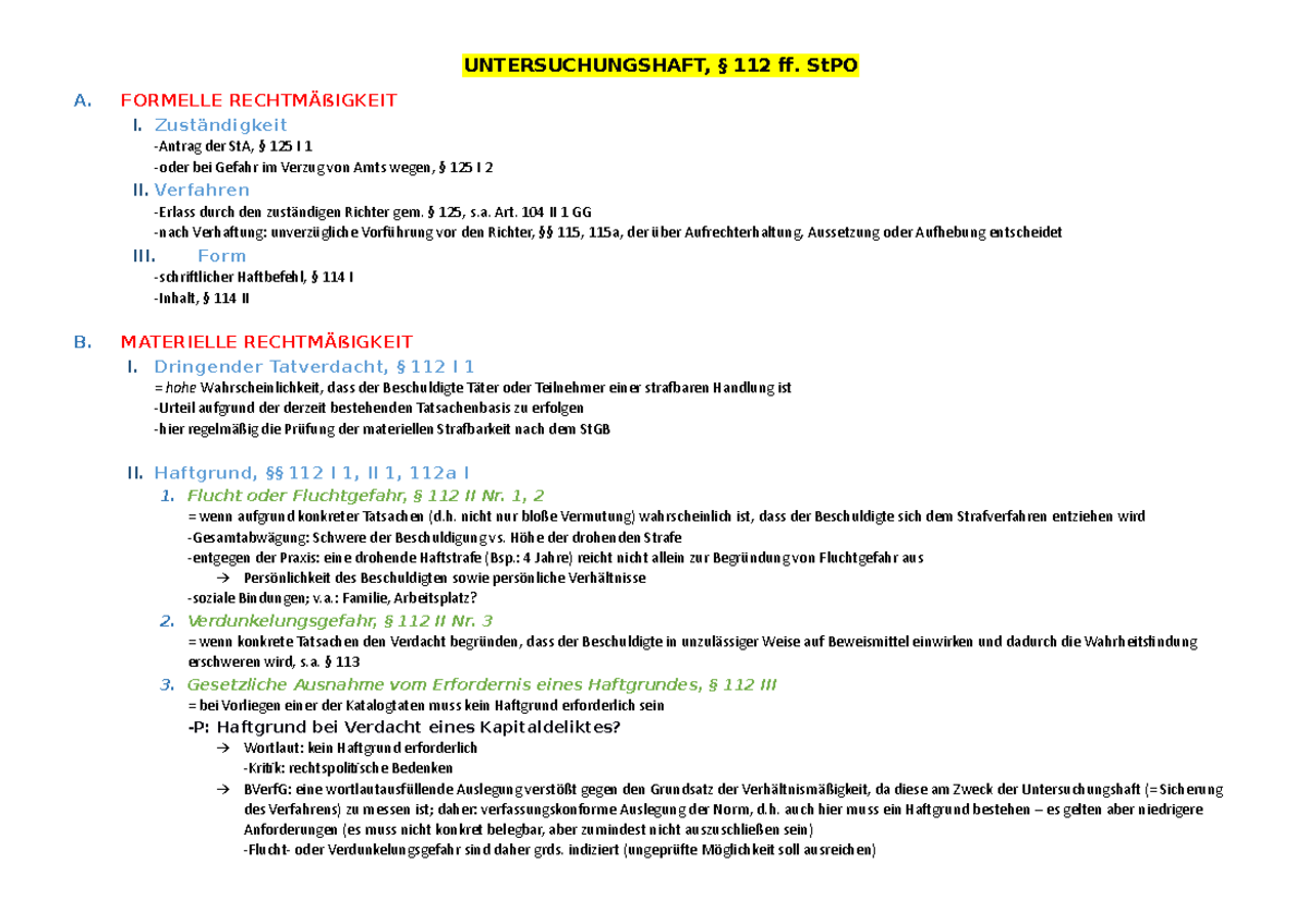 § 112 St PO, U-Haft - StPO bei Prof. Steinberg/Albrecht ...