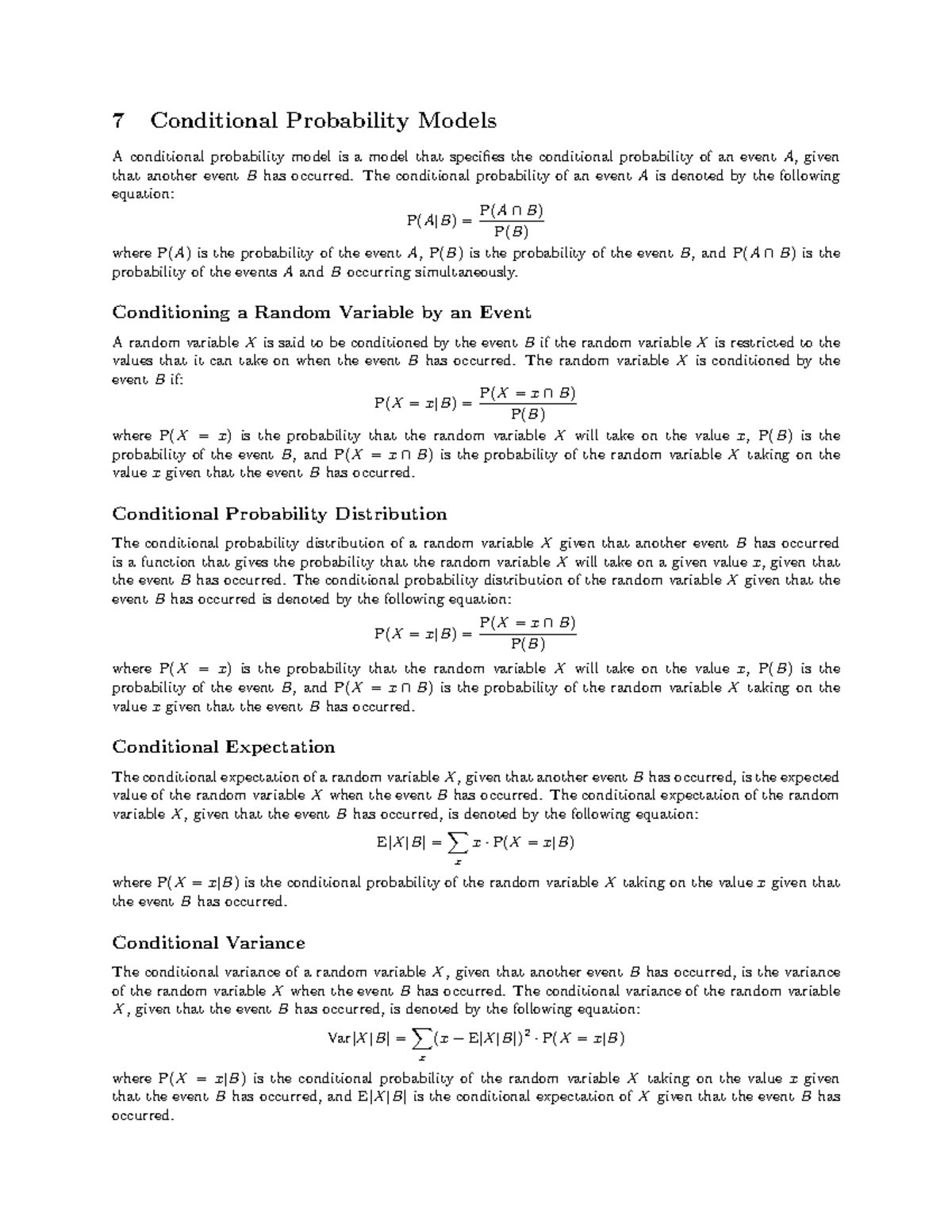 Probability and Signal Analysis, Chapter 7 - 7 Conditional Probability ...