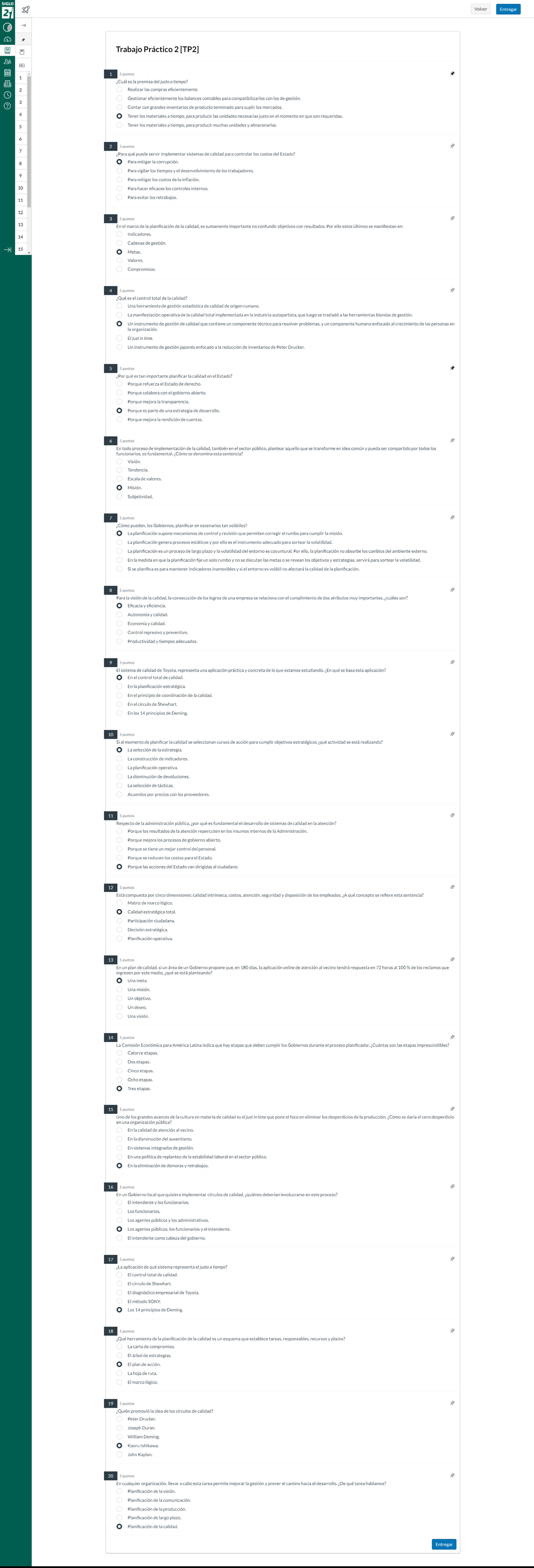 TP 2 Gest Cal 100% - Tp 2 al 100 - Volver Entregar Trabajo Práctico 2 5 ...