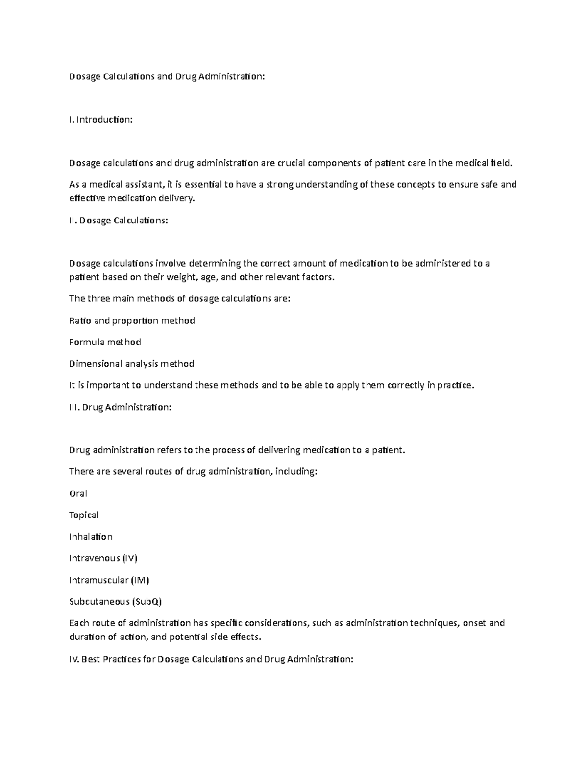 Dosage Calculations and Drug Administration - Introduction: Dosage ...