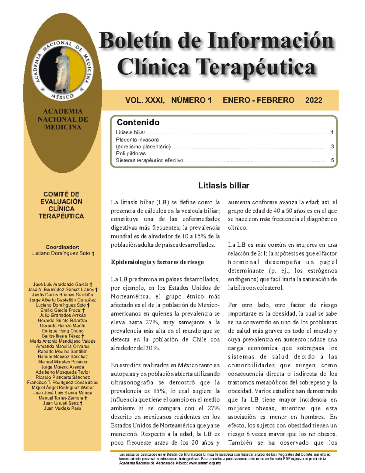 BCT-1-2022 - Información confiable - Contenido VOL. XXXI, NÚMERO 1 ...