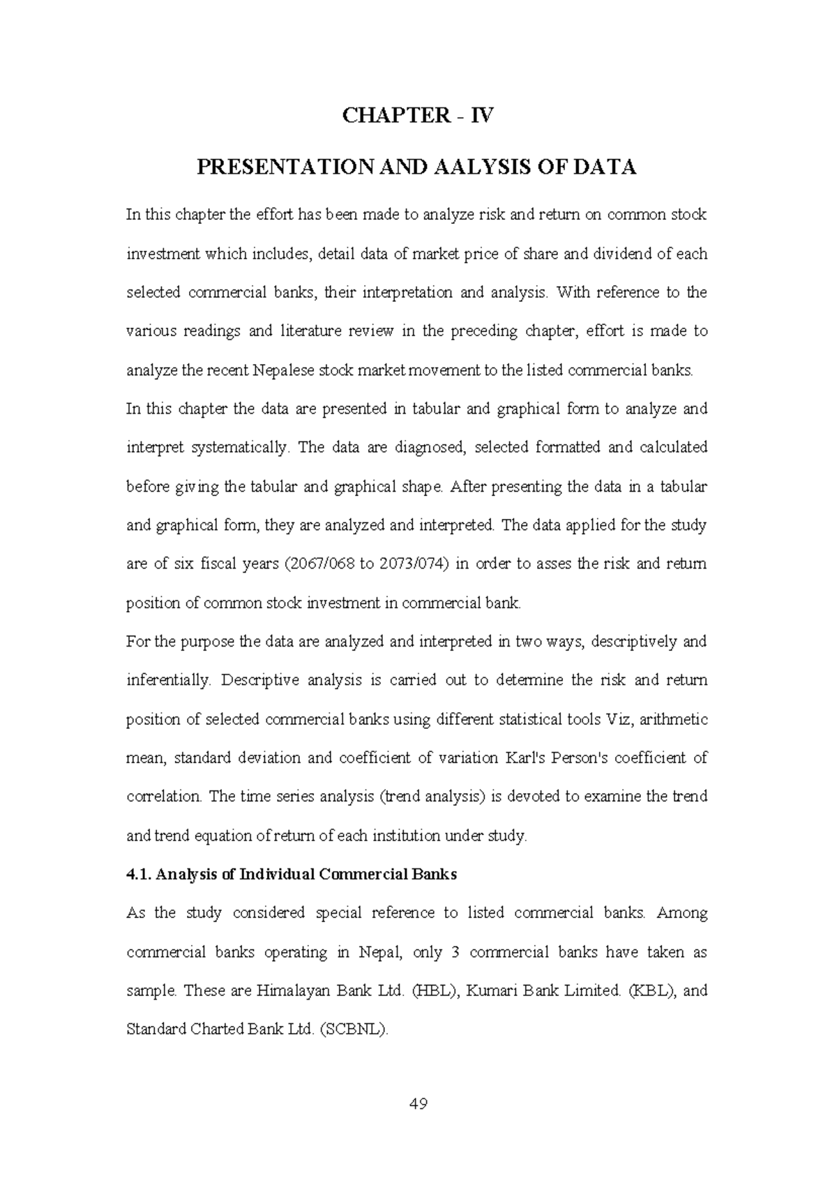 Final Chapter 4&5 - summary - CHAPTER - IV PRESENTATION AND AALYSIS OF ...