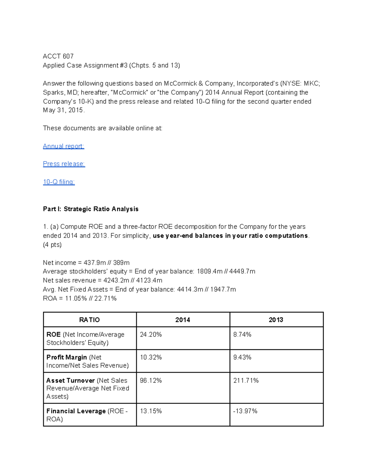 Applied case 3.pdf - ACCT 607 Applied Case Assignment #3 (Chpts. 5 and ...