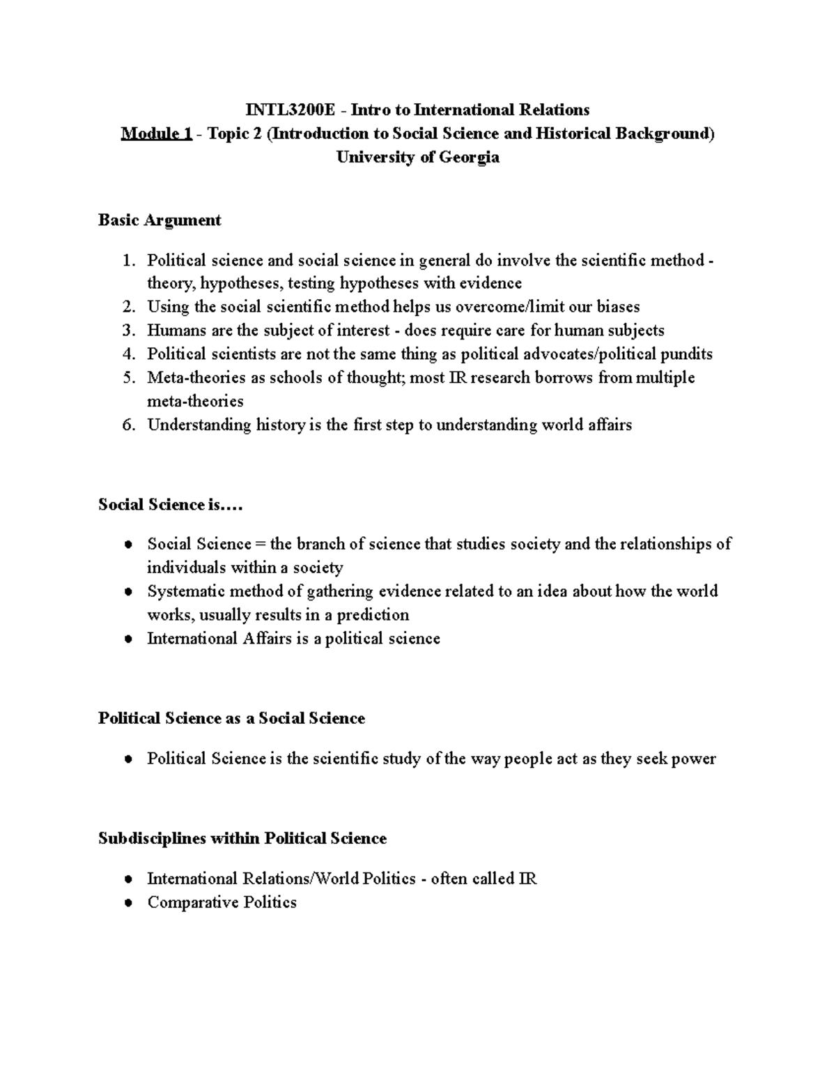 INTL3200E Notes - Module 1: Topic 2 (UGA) - INTL3200E - Intro to ...