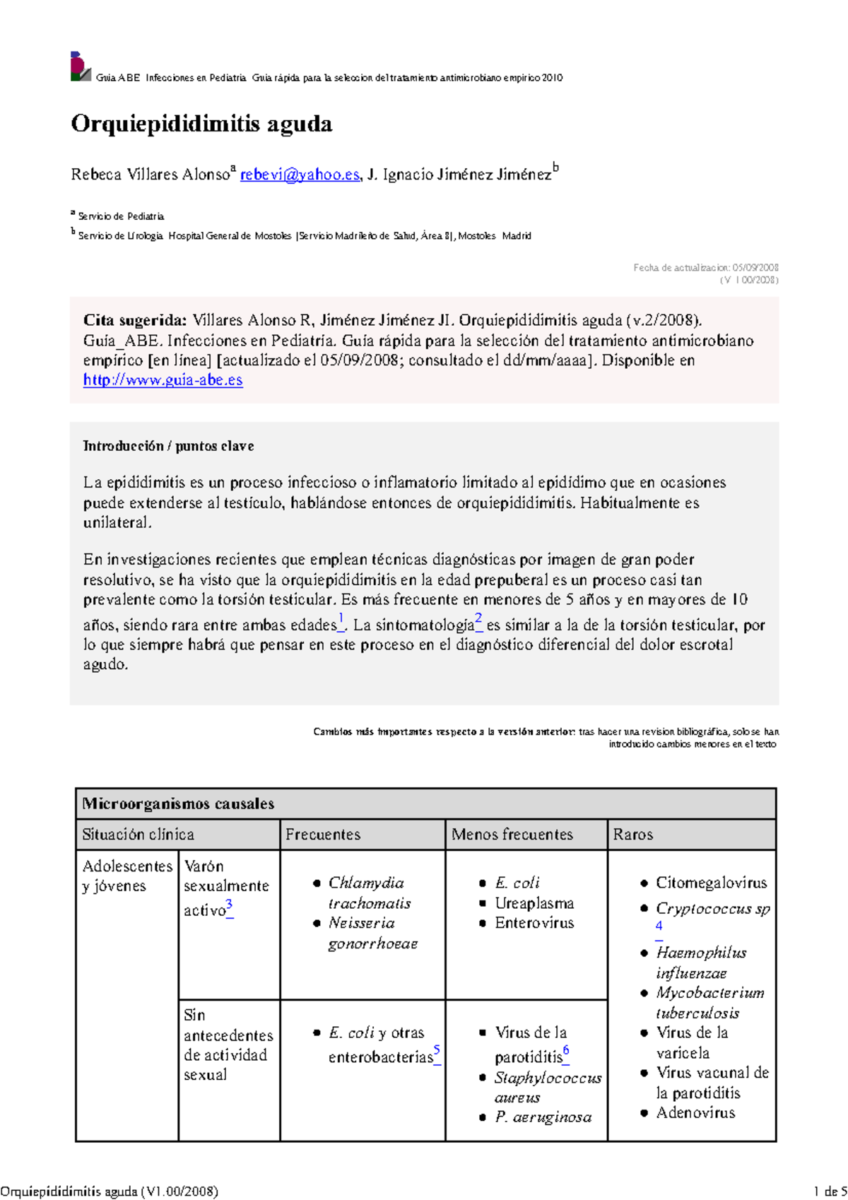 Orquiepididimitis aguda - Guía ABE. Infecciones en Pediatría. Guía ...