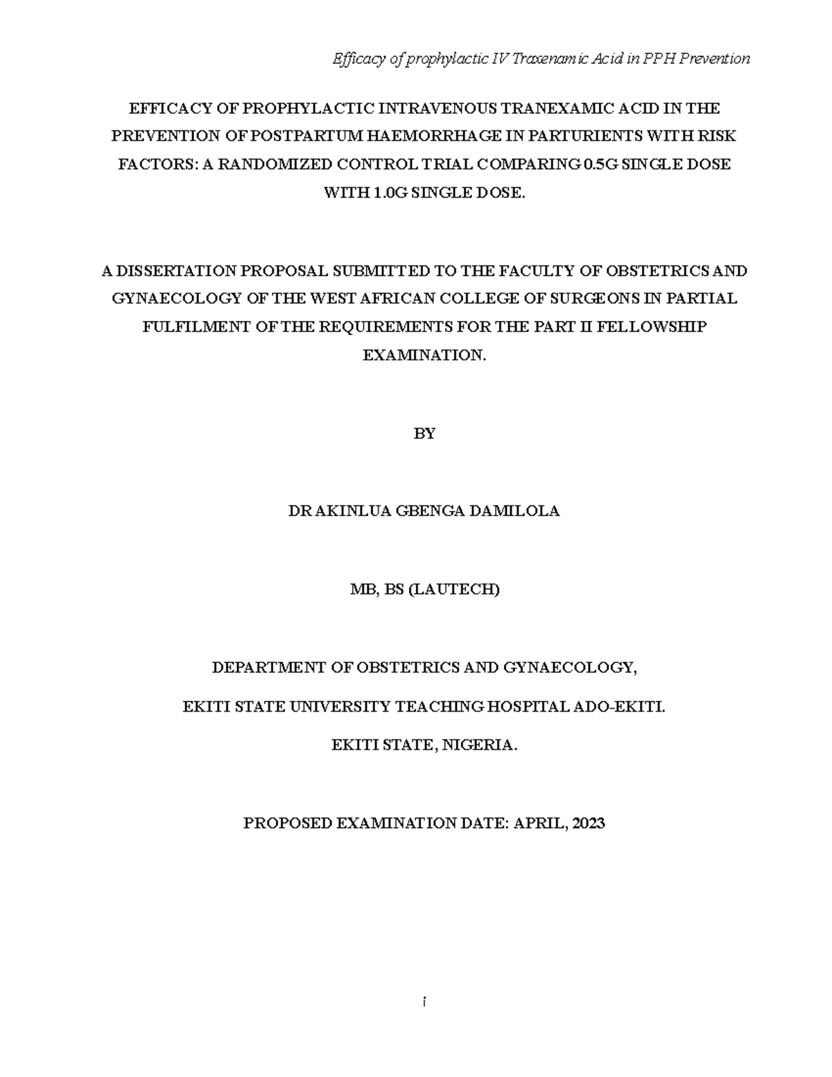 Akinlua G D Examiners Final COPY OF Dissertation - EFFICACY OF ...
