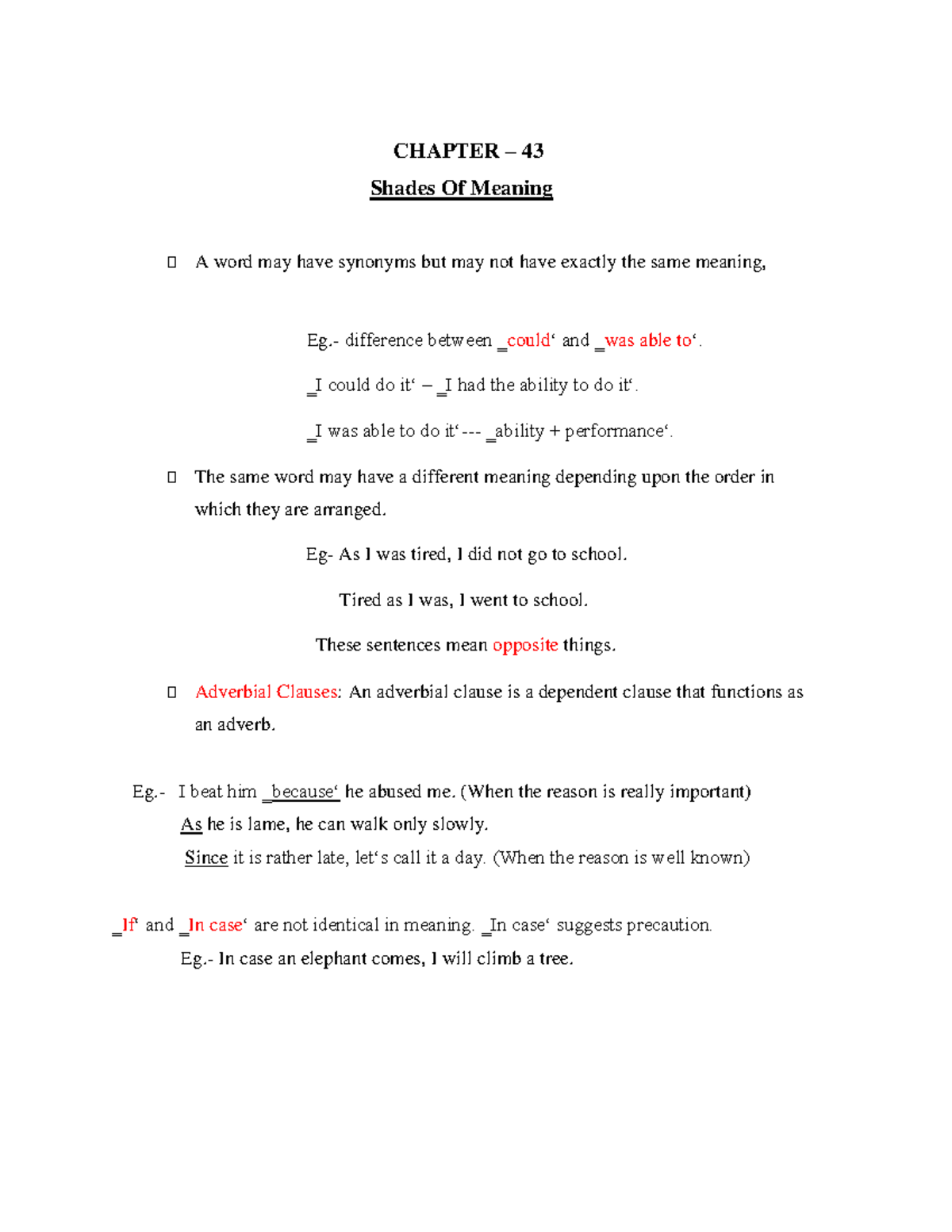 73512-8 - Fine Tune Your English,Revision notes - ####### CHAPTER – 43 ...
