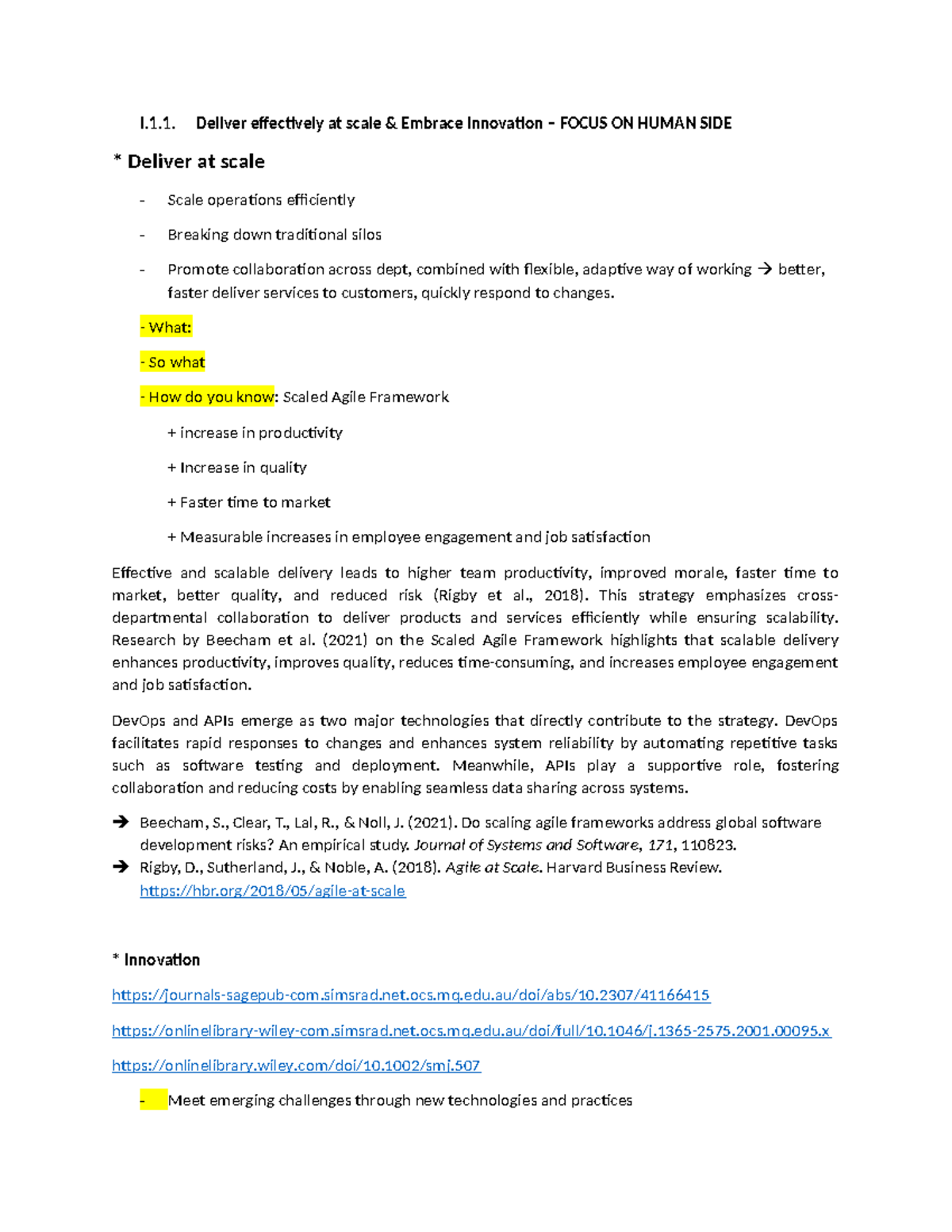 Deliver effectively at scale - I.1. Deliver effectively at scale ...