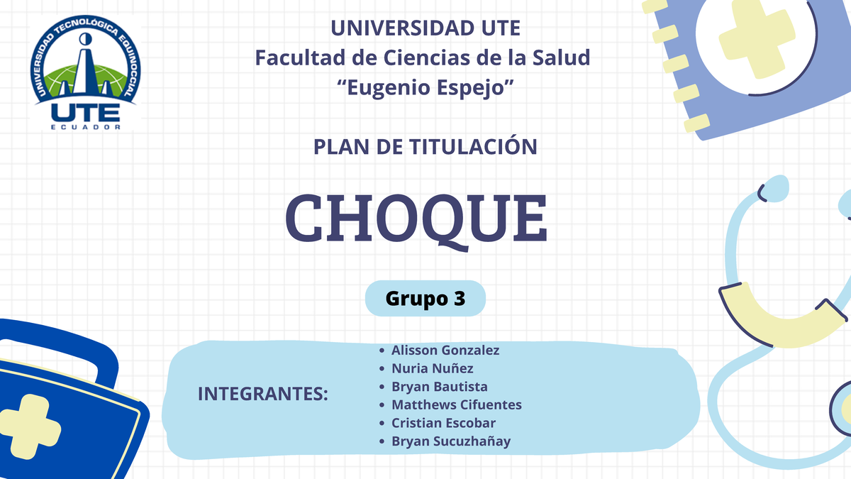 Apuntes sobre los tipos de shock - CHOQUE UNIVERSIDAD UTE Facultad de ...