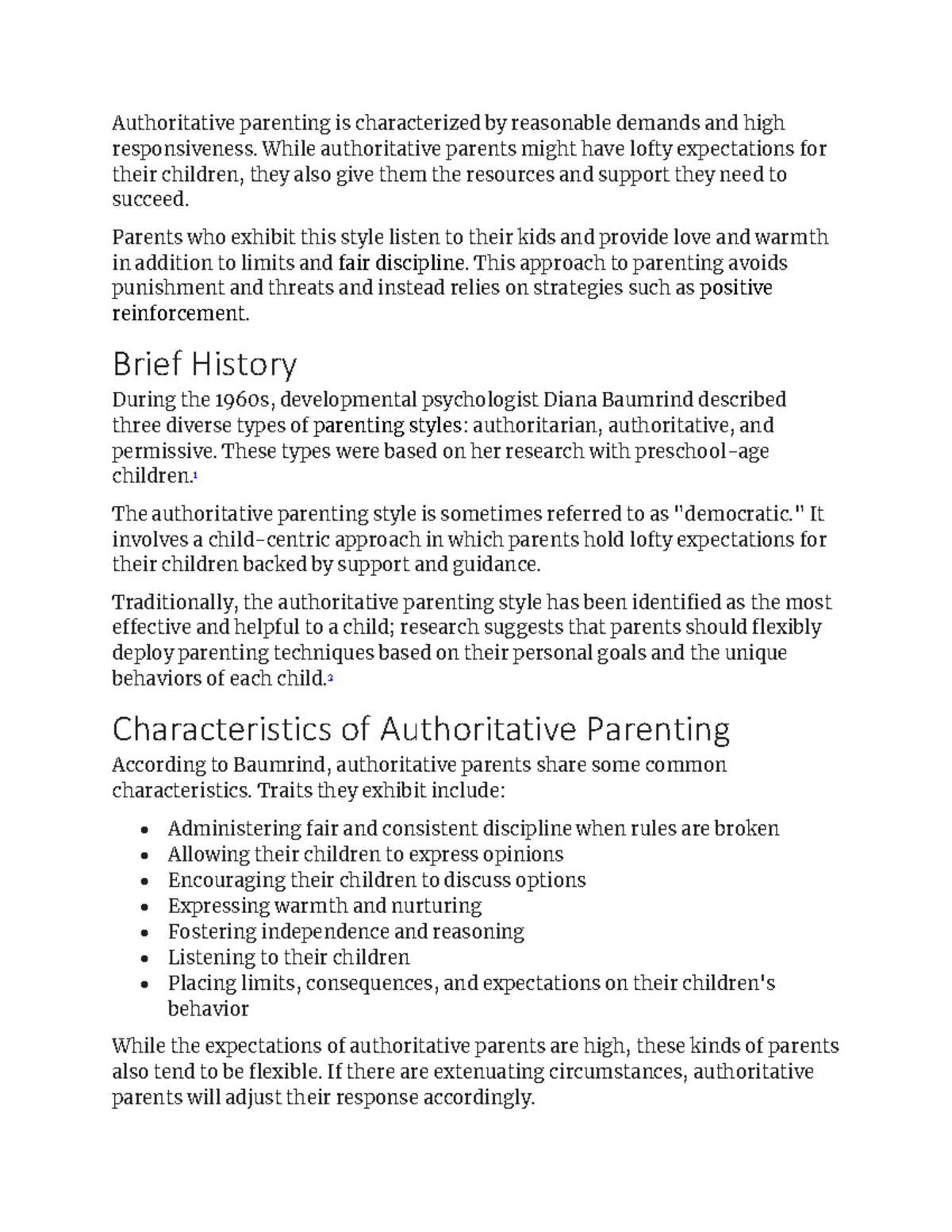 Authoritative Parenting Notes - Authoritative parenting is ...