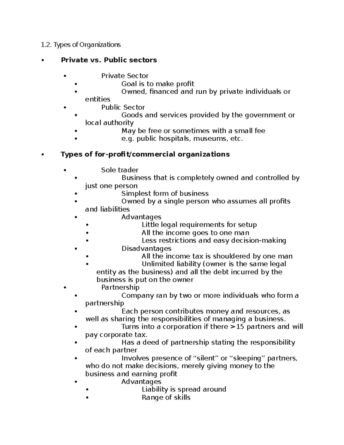 1.2 Types of Organizations - Types of Organizations Private vs. Public ...