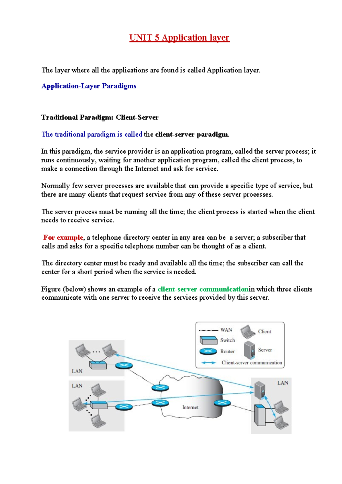ACN Unit 5- N - UNIT 5 Application layer The layer where all the applications are found is ...