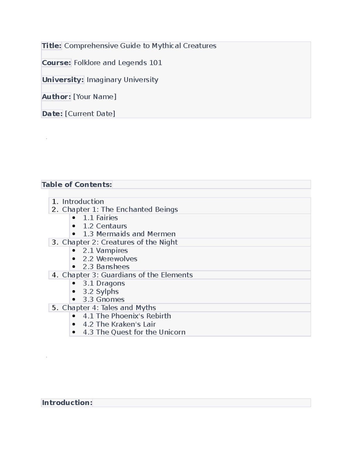 Title (for luck) - Title: Comprehensive Guide to Mythical Creatures ...