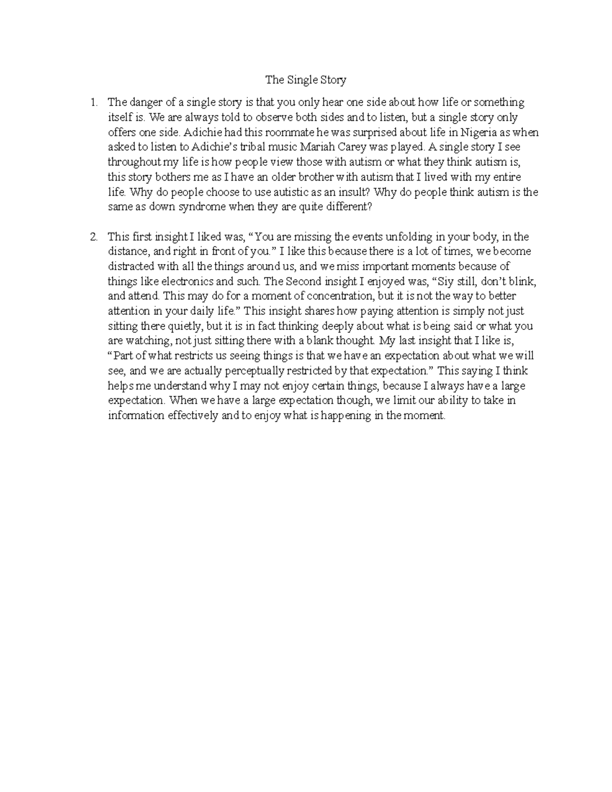 The Single Story - N/A - The Single Story The danger of a single story ...