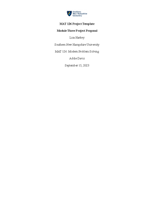 3-3 Short Paper Project Proposal - MAT 126 Module Three Project Proposal Template [Note: To ...
