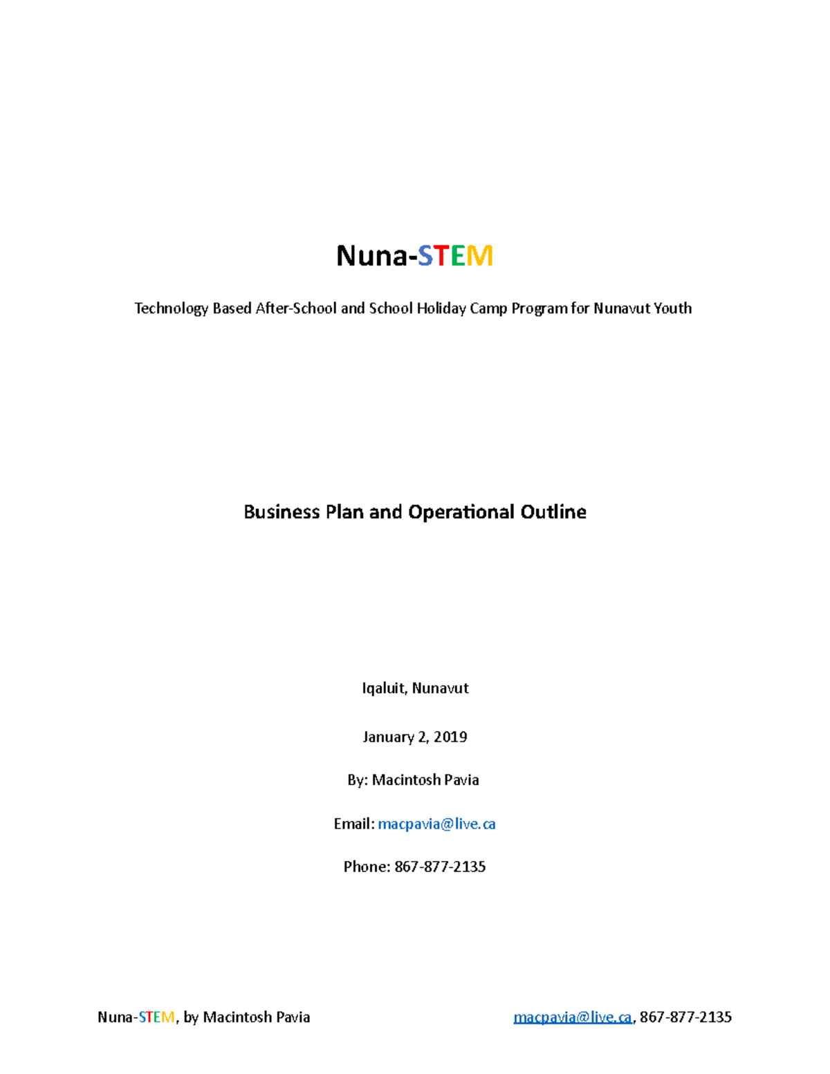 Nuna-STEM Business Plan - Nuna-STEM Technology Based After-School and ...