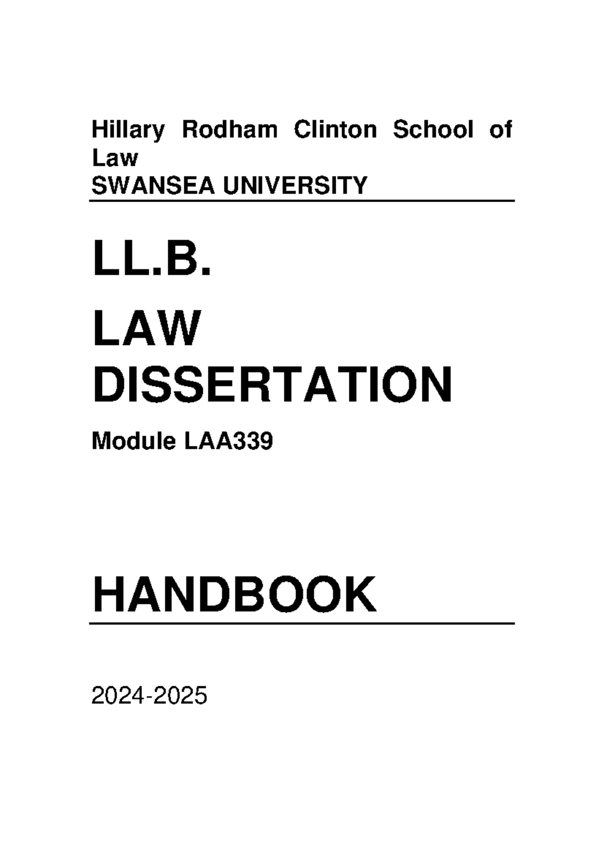 LLB Dissertation Handbook 2024-25 - Hillary Rodham Clinton School of ...