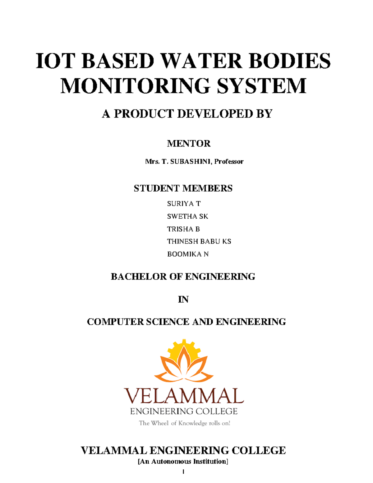 IOT Based Water Monitoring System 7 - IOT BASED WATER BODIES MONITORING ...