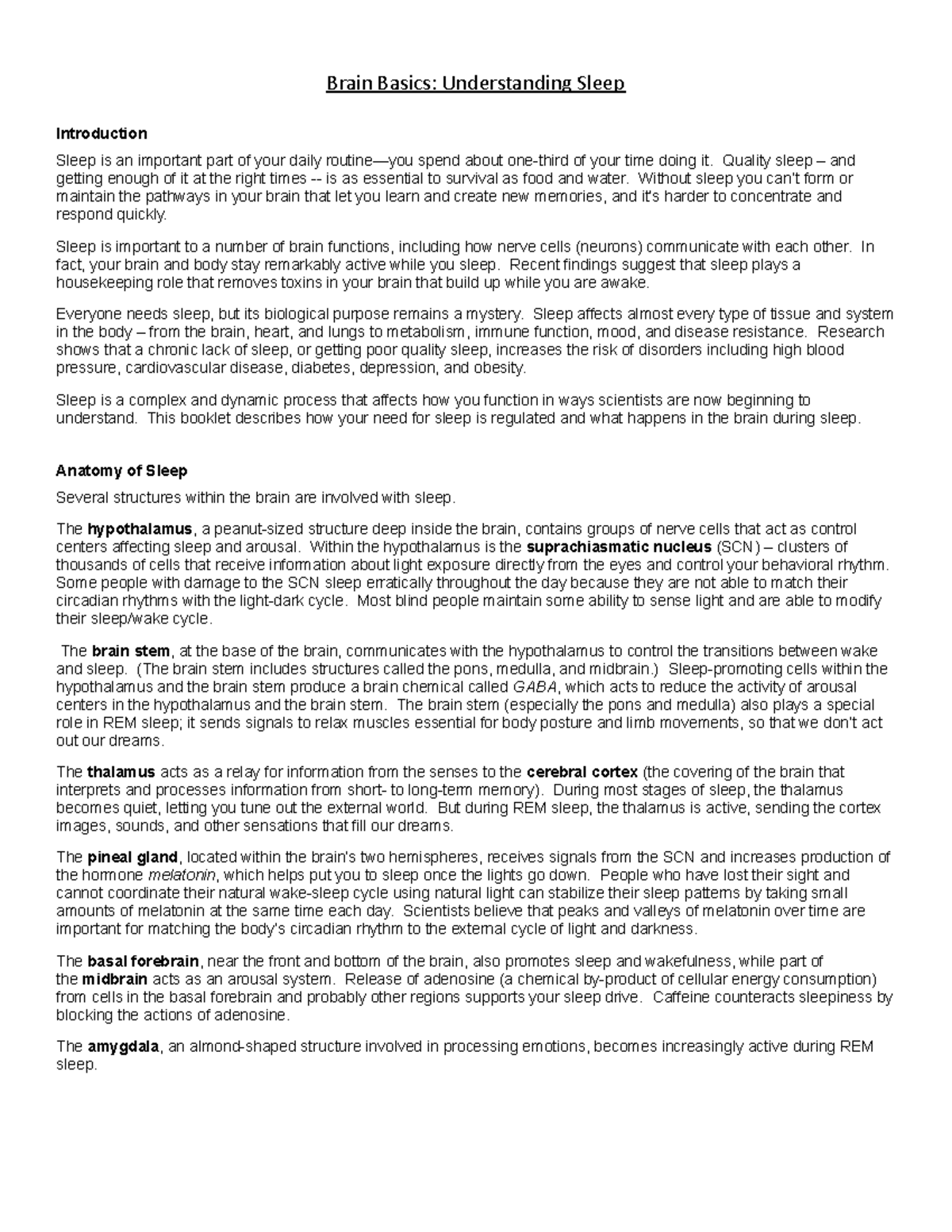 Brain Basics - Quality sleep – and getting enough of it at the right ...