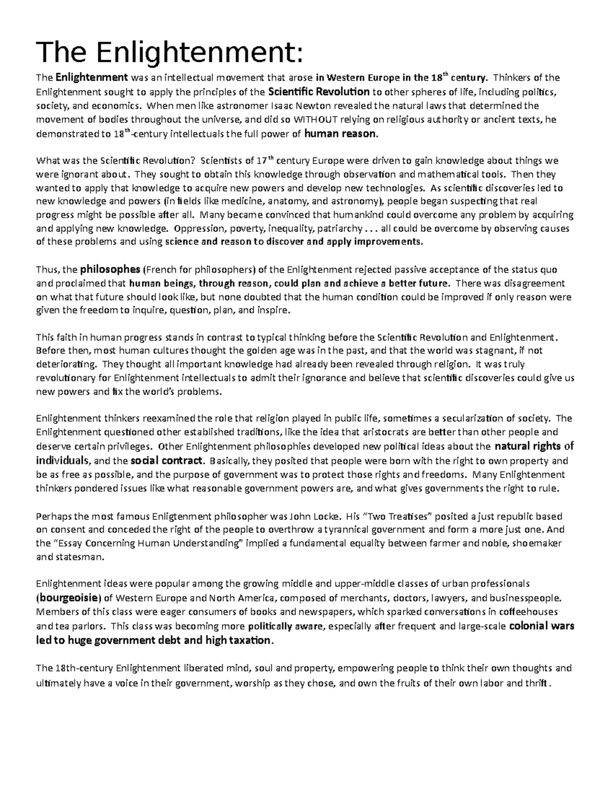 The Enlightenment - a brief introduction - The Enlightenment: The ...