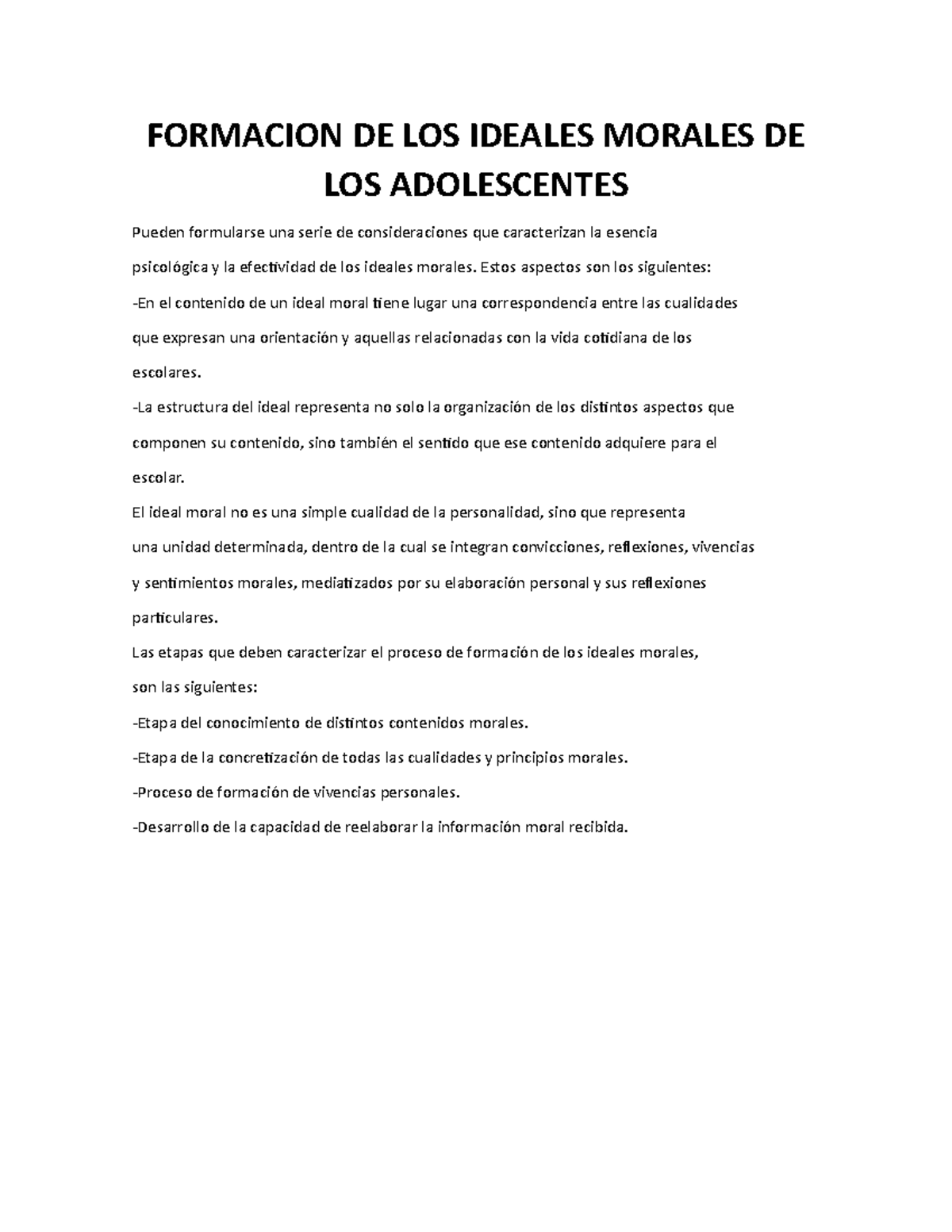 Formacion de los Ideales Morales de los Adolescentes - FORMACION DE LOS ...
