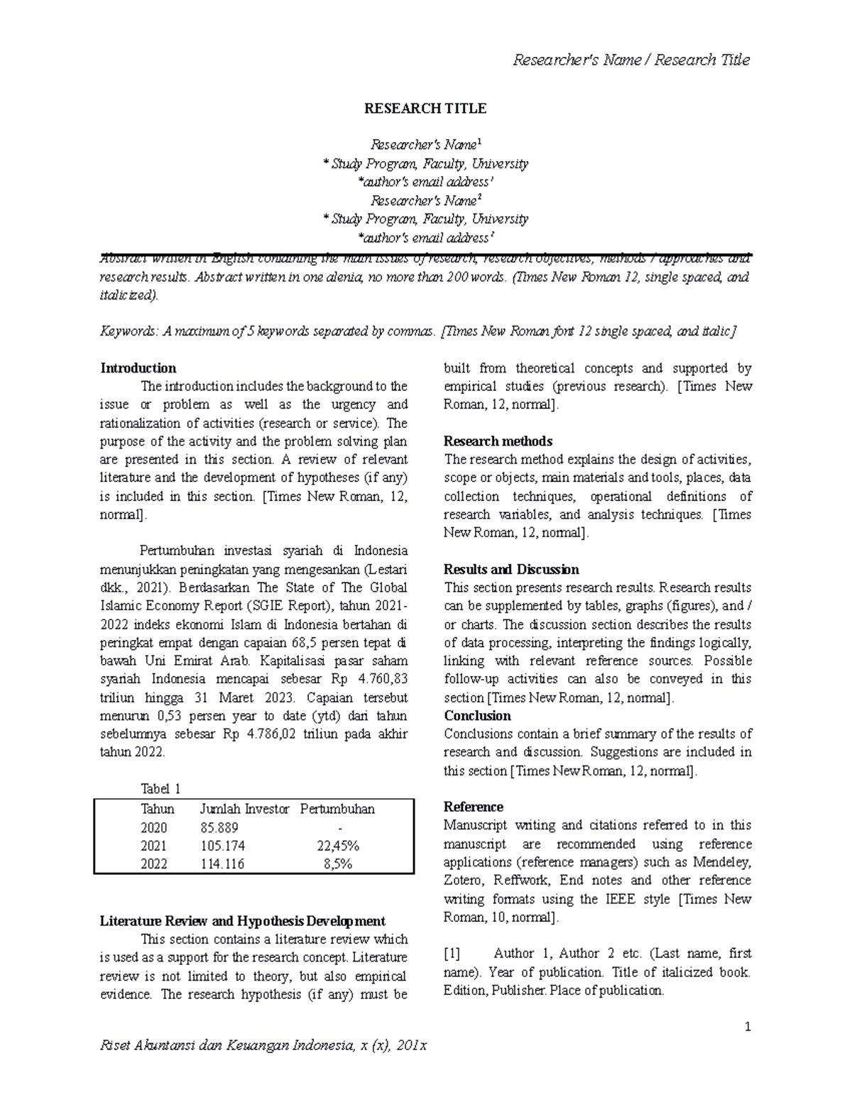 Template- Reaksi - Researcher's Name / Research Title RESEARCH TITLE ...