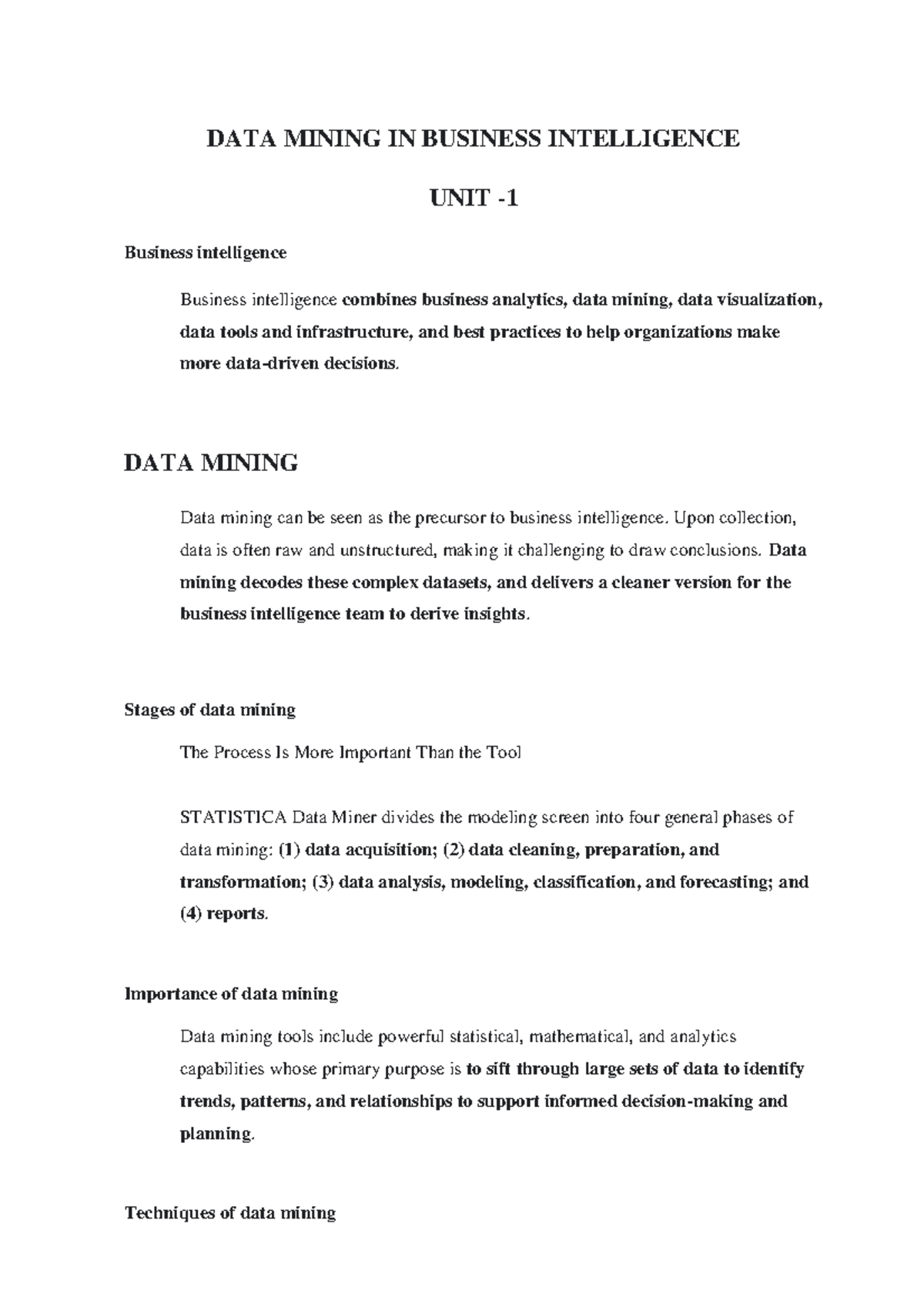 DATA Mining IN Business Intelligence - DATA MINING IN BUSINESS ...