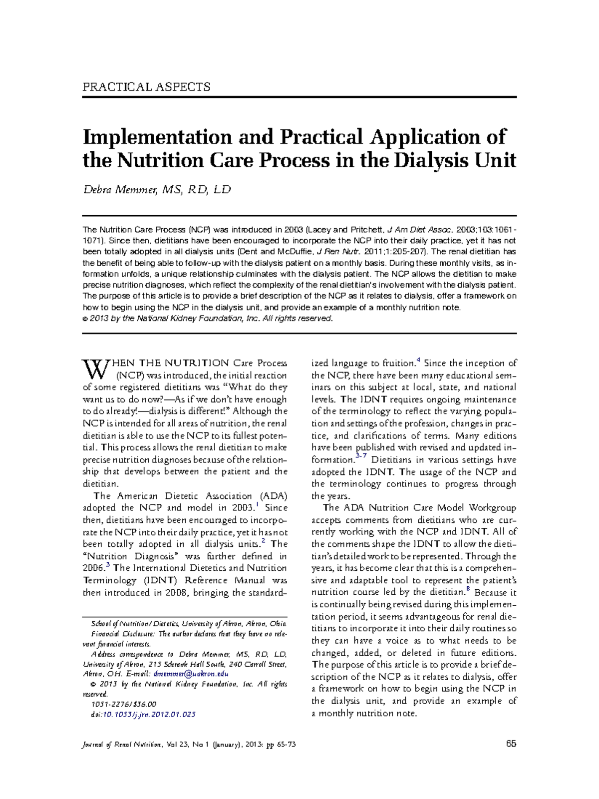 Adime process - PRACTICAL ASPECTS Implementation and Practical ...