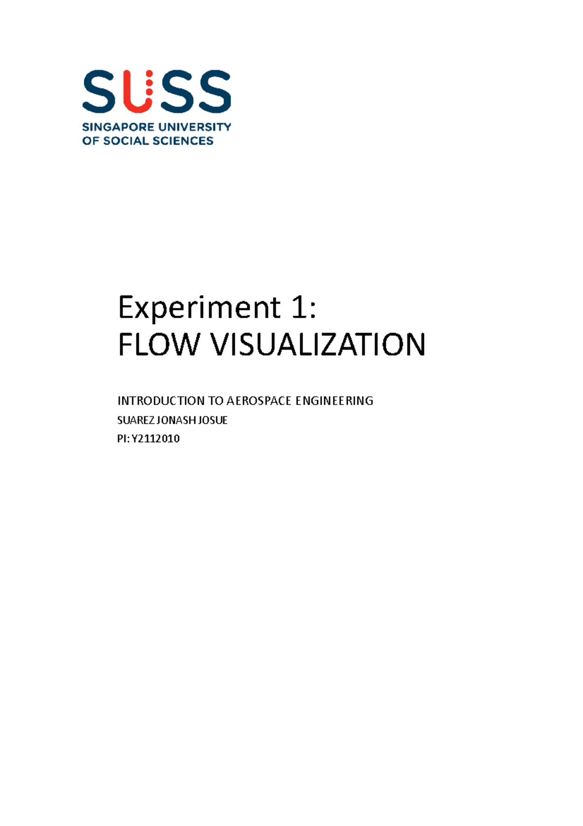 LAB Report 1 - Experiment 1: FLOW VISUALIZATION INTRODUCTION TO ...