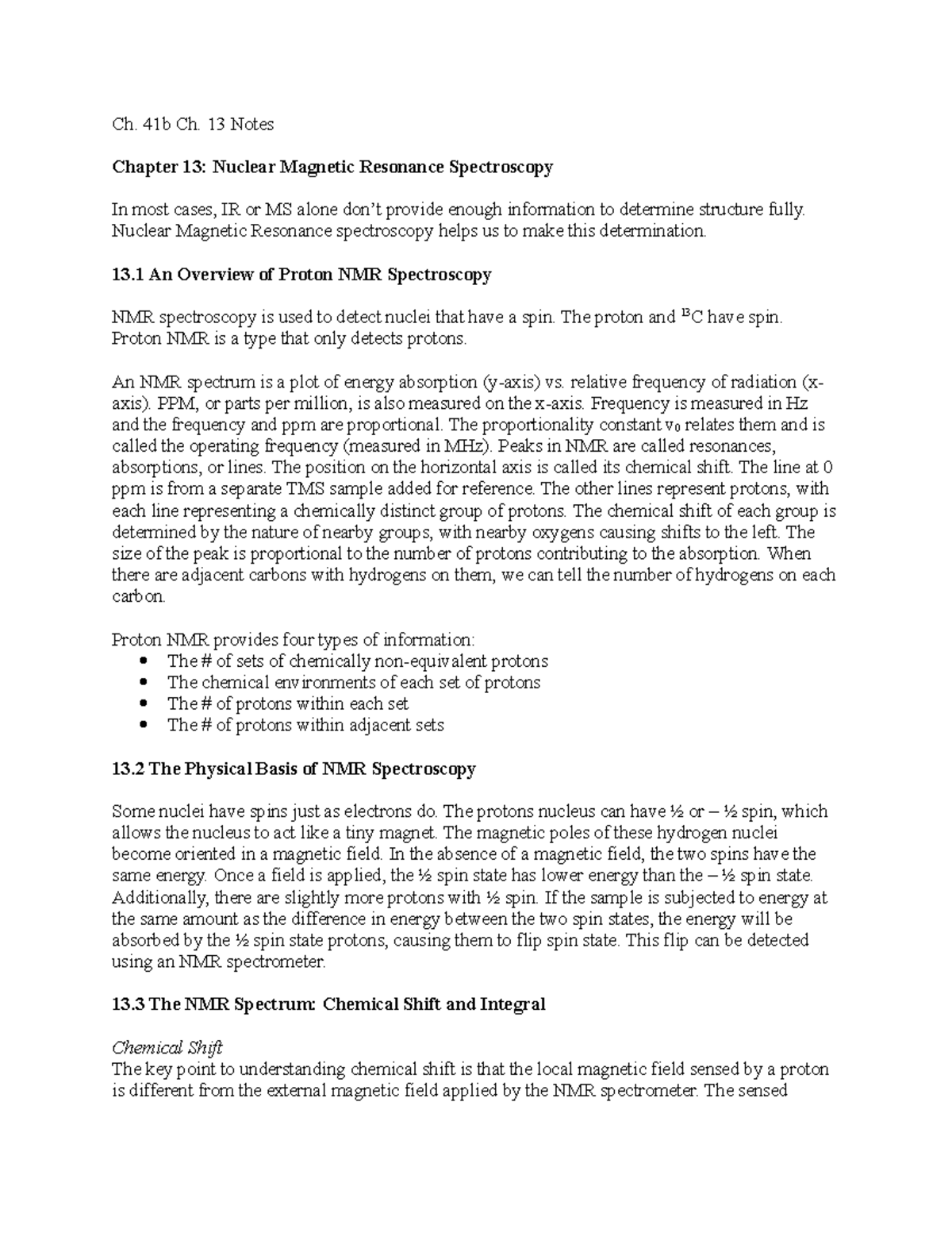 Ch. 41b Chapter 13 Textbook Notes - Ch. 41b Ch. 13 Notes Chapter 13 ...