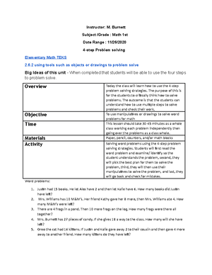 MAT-150 Project 1 Lesson Plan - Julia Wilson MAT- August 21, 2021 ...