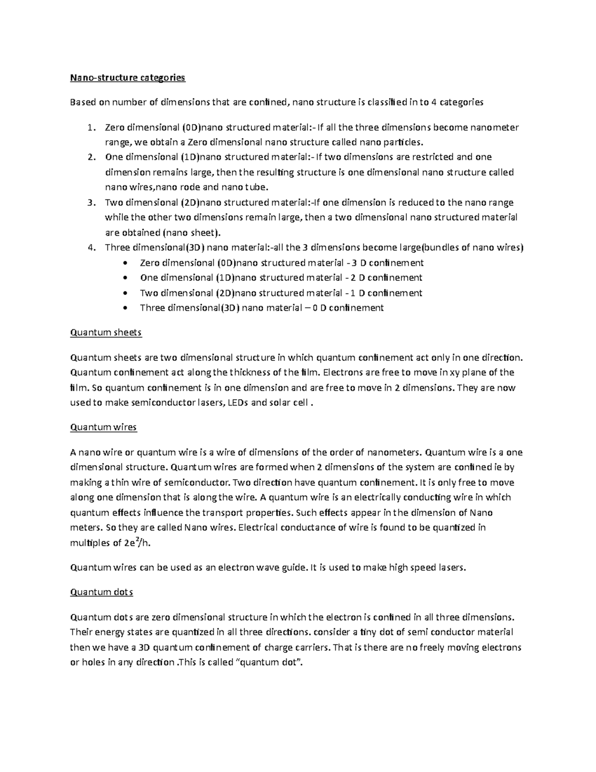 Doc 06 Lecture Note Of Engineering Physics Part 6 Nano Structure Categories Based On Number