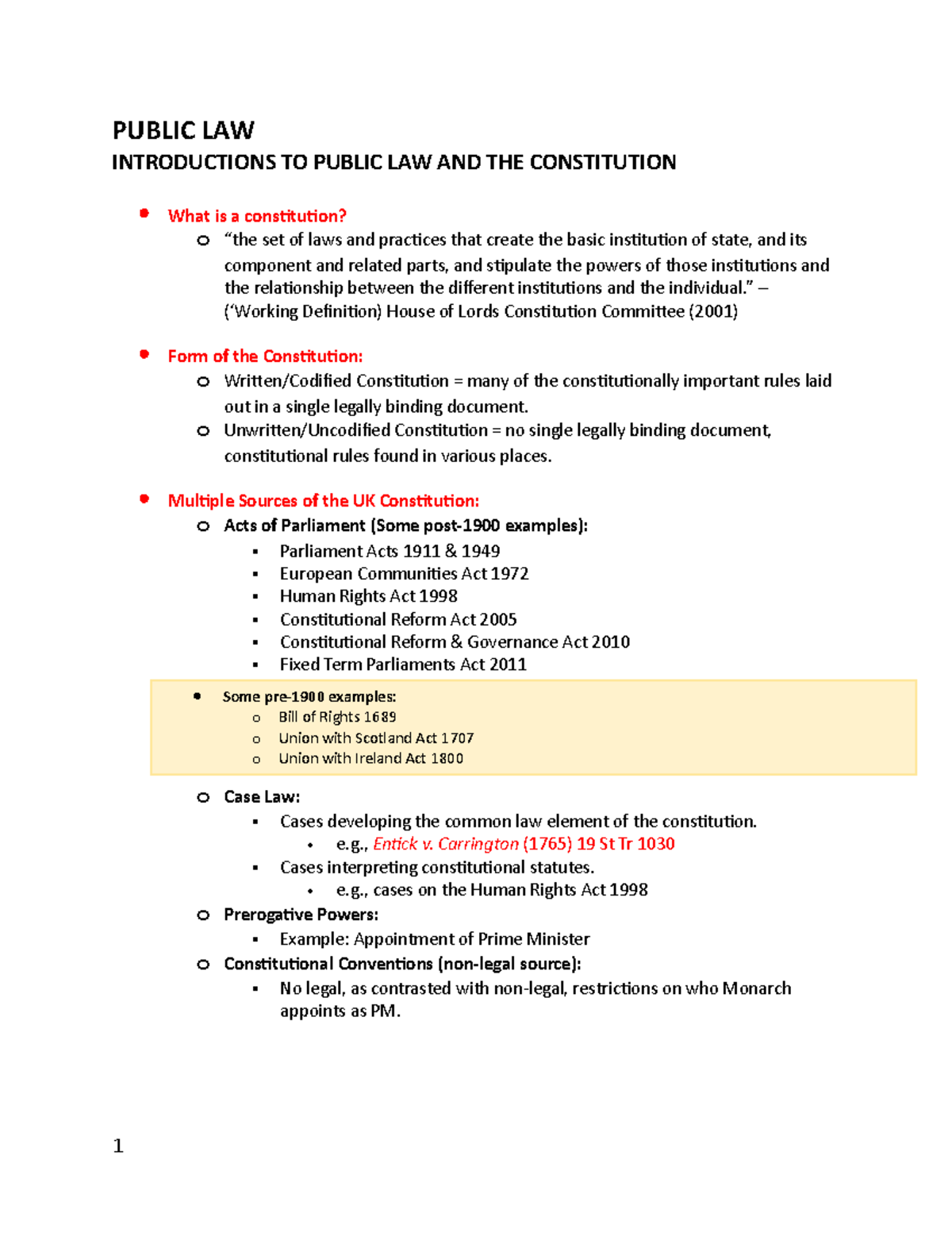 Public Law Lecture Notes - Updated - PUBLIC LAW INTRODUCTIONS TO PUBLIC ...