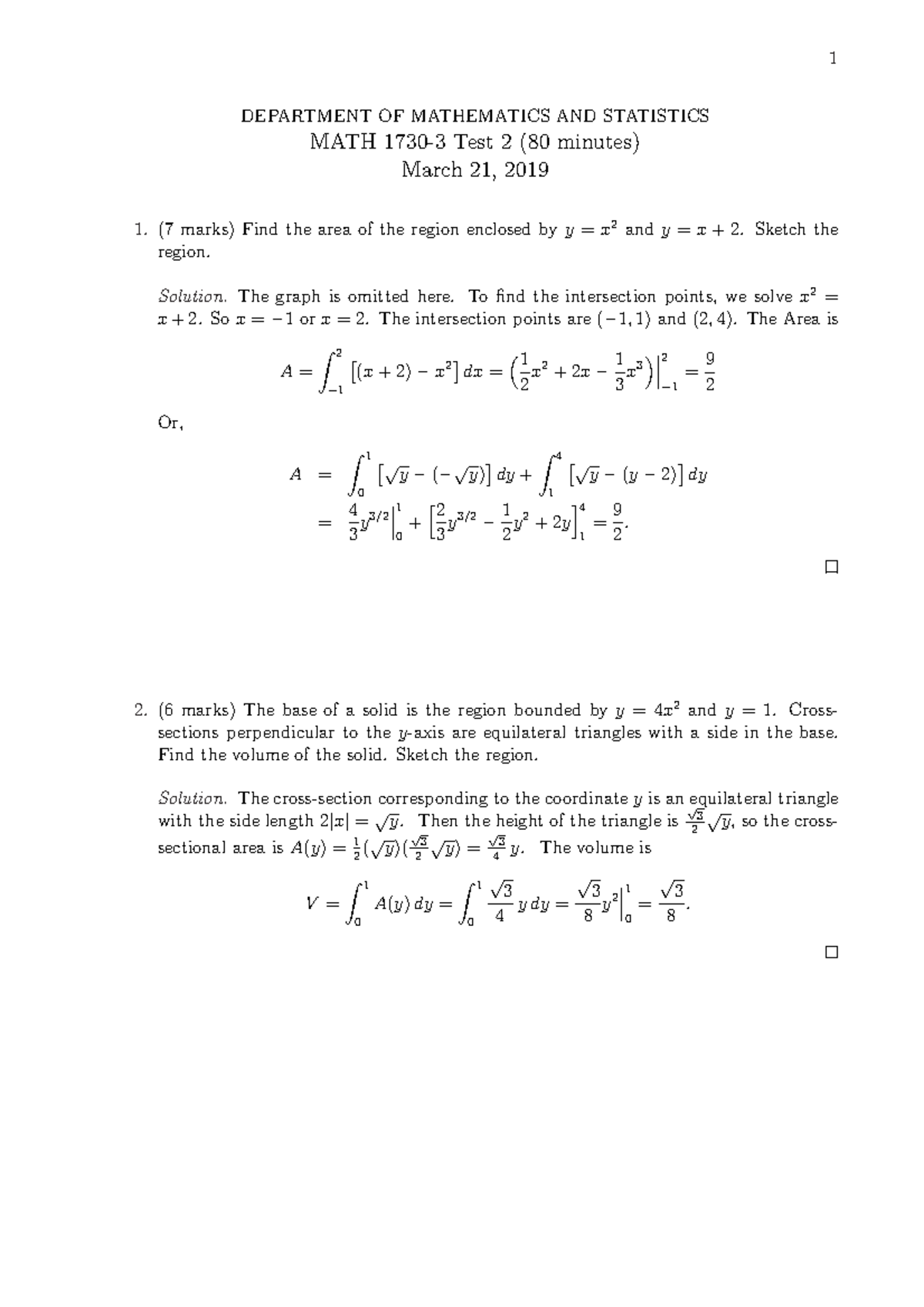 Test 2 21 March 2019, questions and answers - 1 DEPARTMENT OF ...